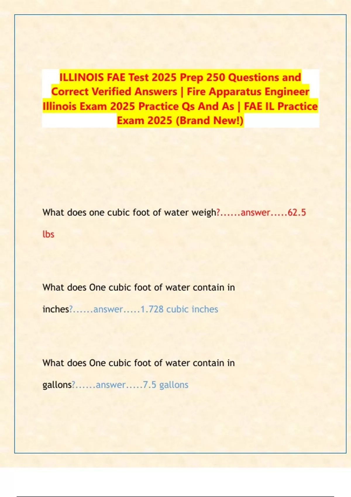 ILLINOIS FAE Test 2025 Prep 250 Questions and Correct Verified Answers ...