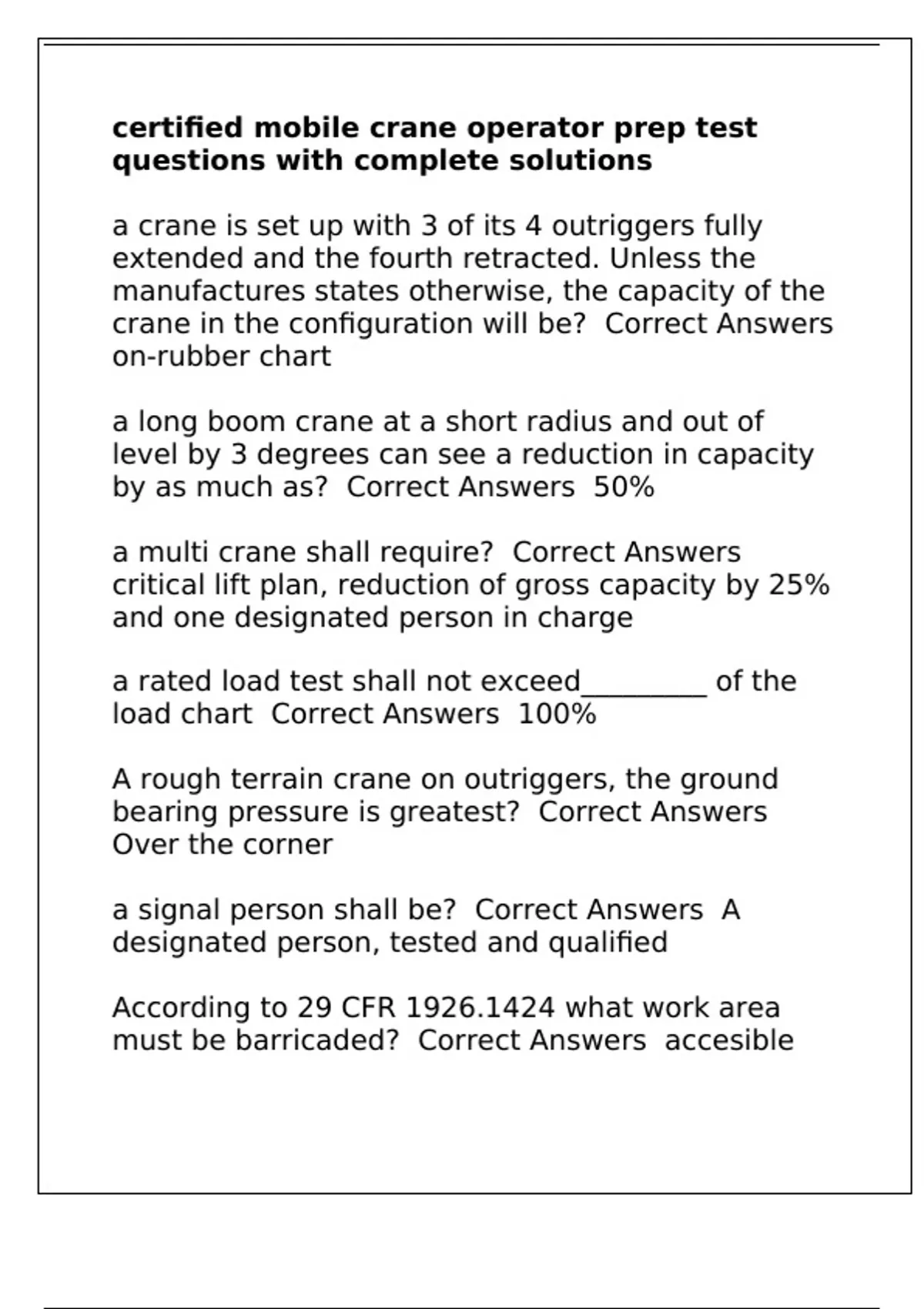 certified mobile crane operator prep test questions with complete ...