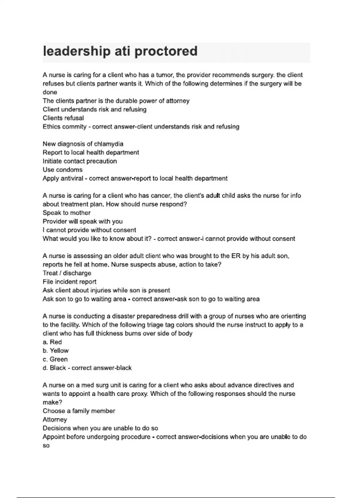 leadership ATI proctored QUESTIONS AND ANSWERS [100% CORRECT] 2025/2026 ...