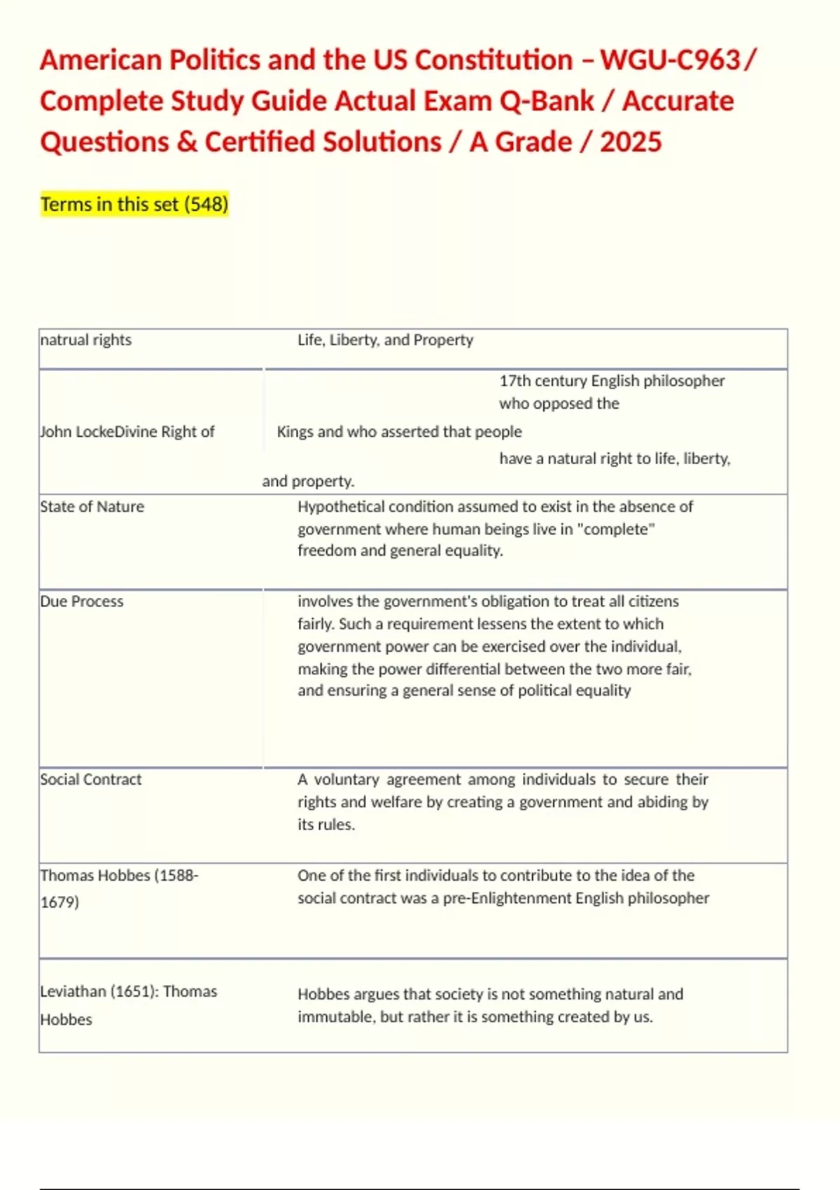 American Politics and the US Constitution – WGU-C963 / Complete Study ...