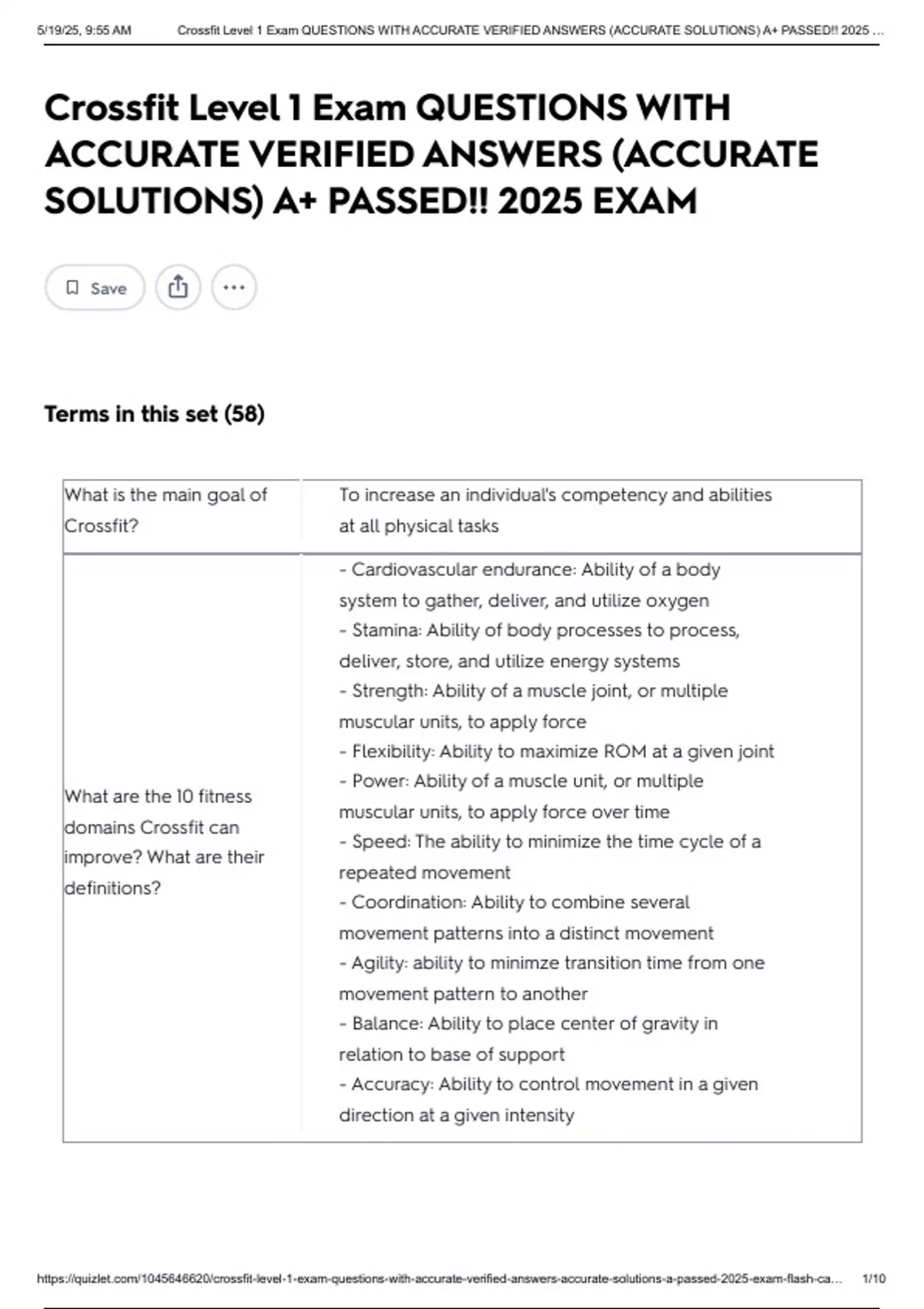 Crossfit Level 1 Exam QUESTIONS WITH ACCURATE VERIFIED ANSWERS ...