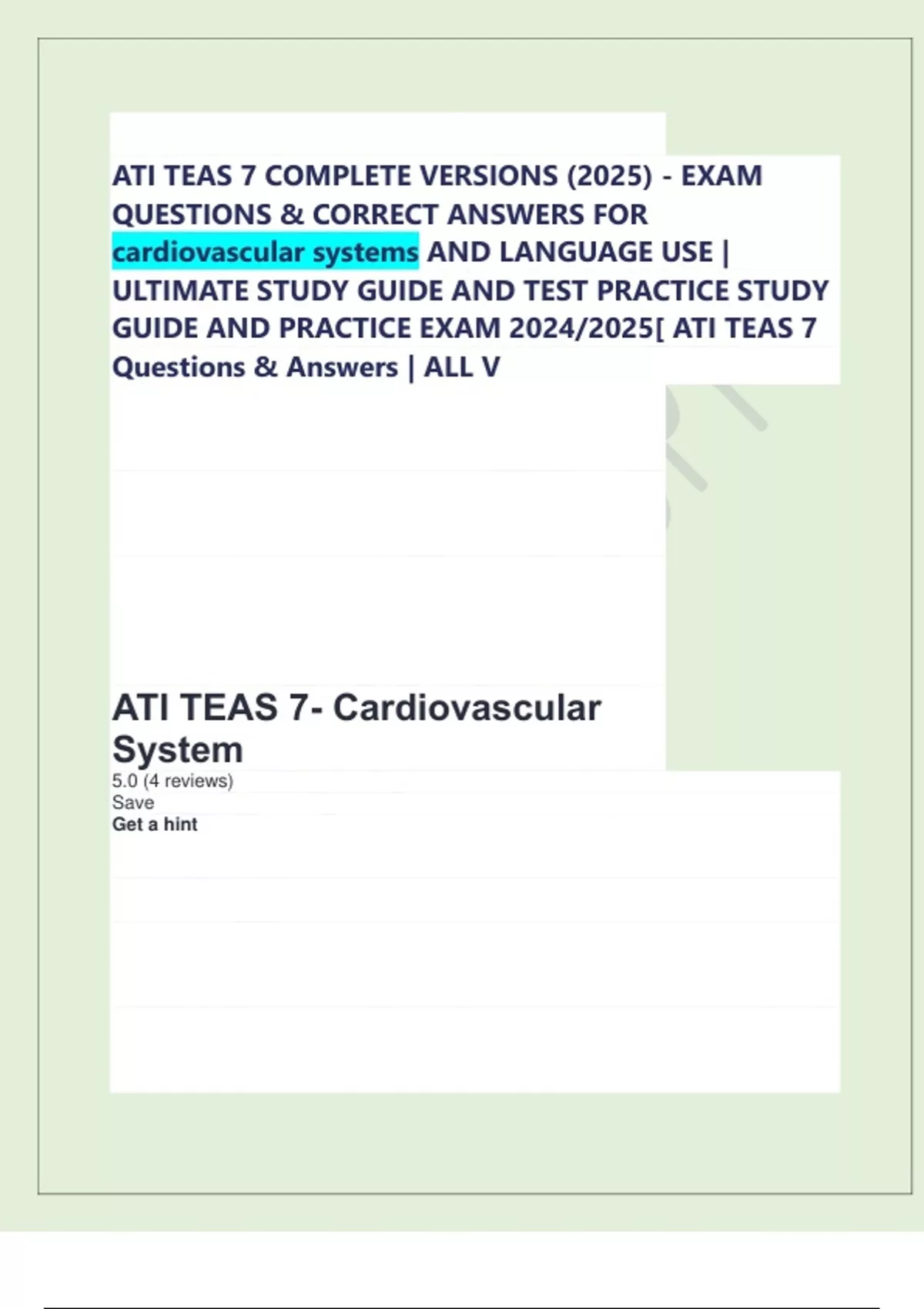ATI TEAS 7 COMPLETE VERSIONS (2025) - EXAM QUESTIONS & CORRECT ANSWERS ...