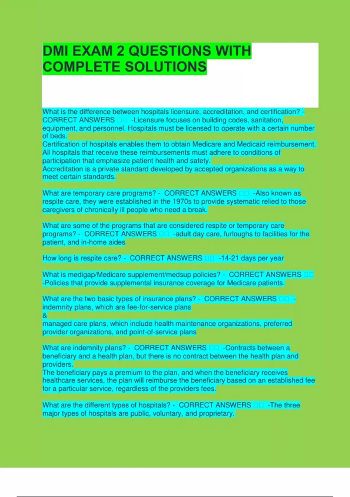 DMI EXAM 2 QUESTIONS WITH COMPLETE SOLUTIONS - DMI - Stuvia US