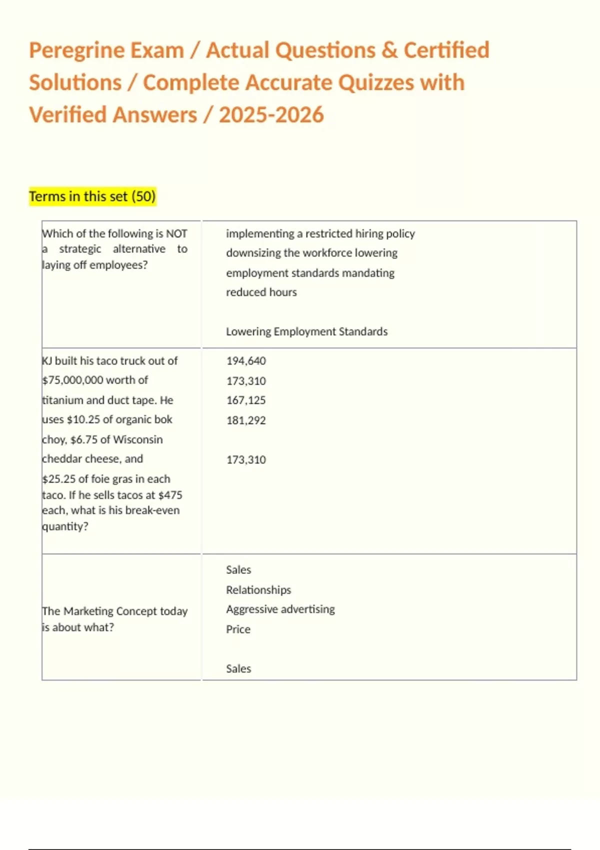 Peregrine Exam / Actual Questions & Certified Solutions / Complete Accurate Quizzes with ...