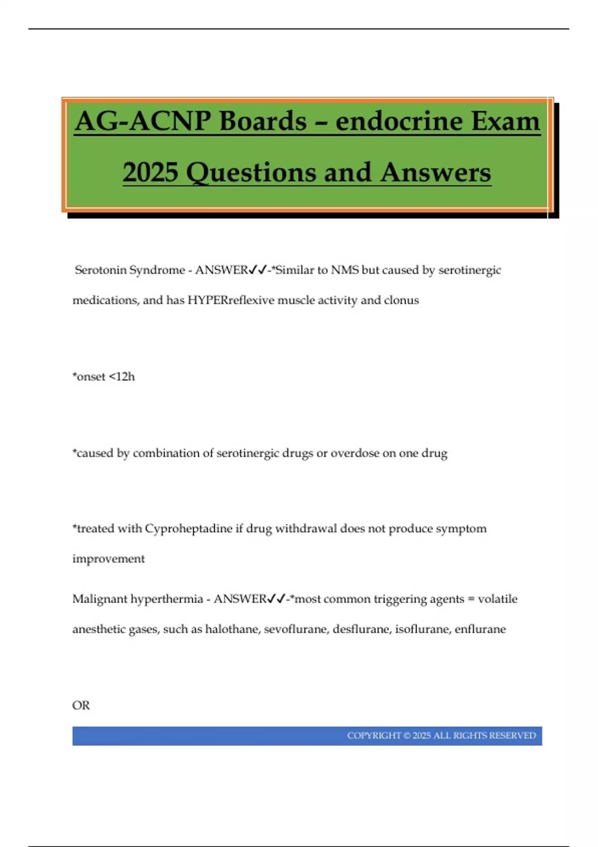AG-ACNP Boards – endocrine Exam 2025 Questions and Answers - AG-ACNP ...