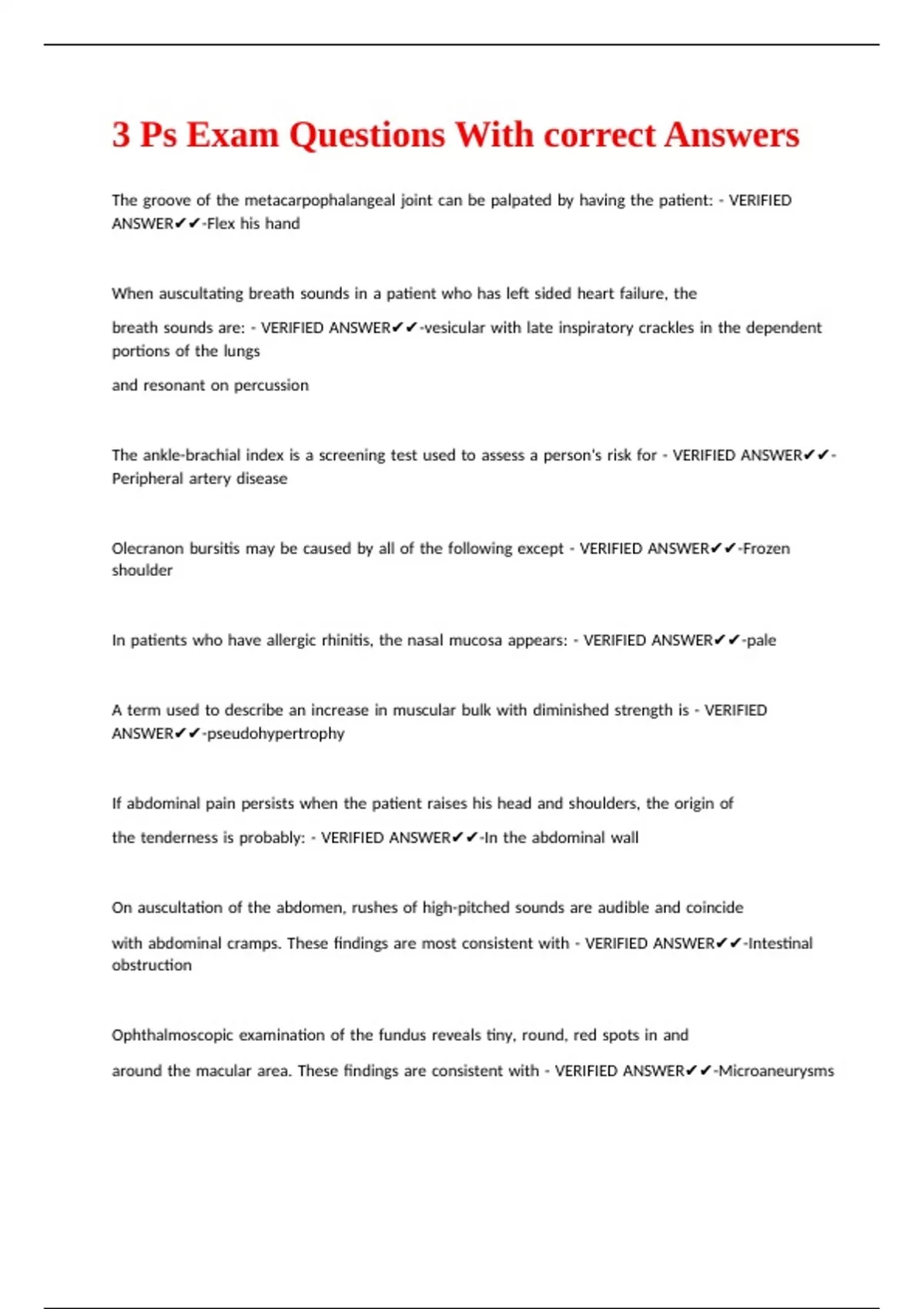 3 Ps Exam Questions With correct Answers - 3 Ps - Stuvia US