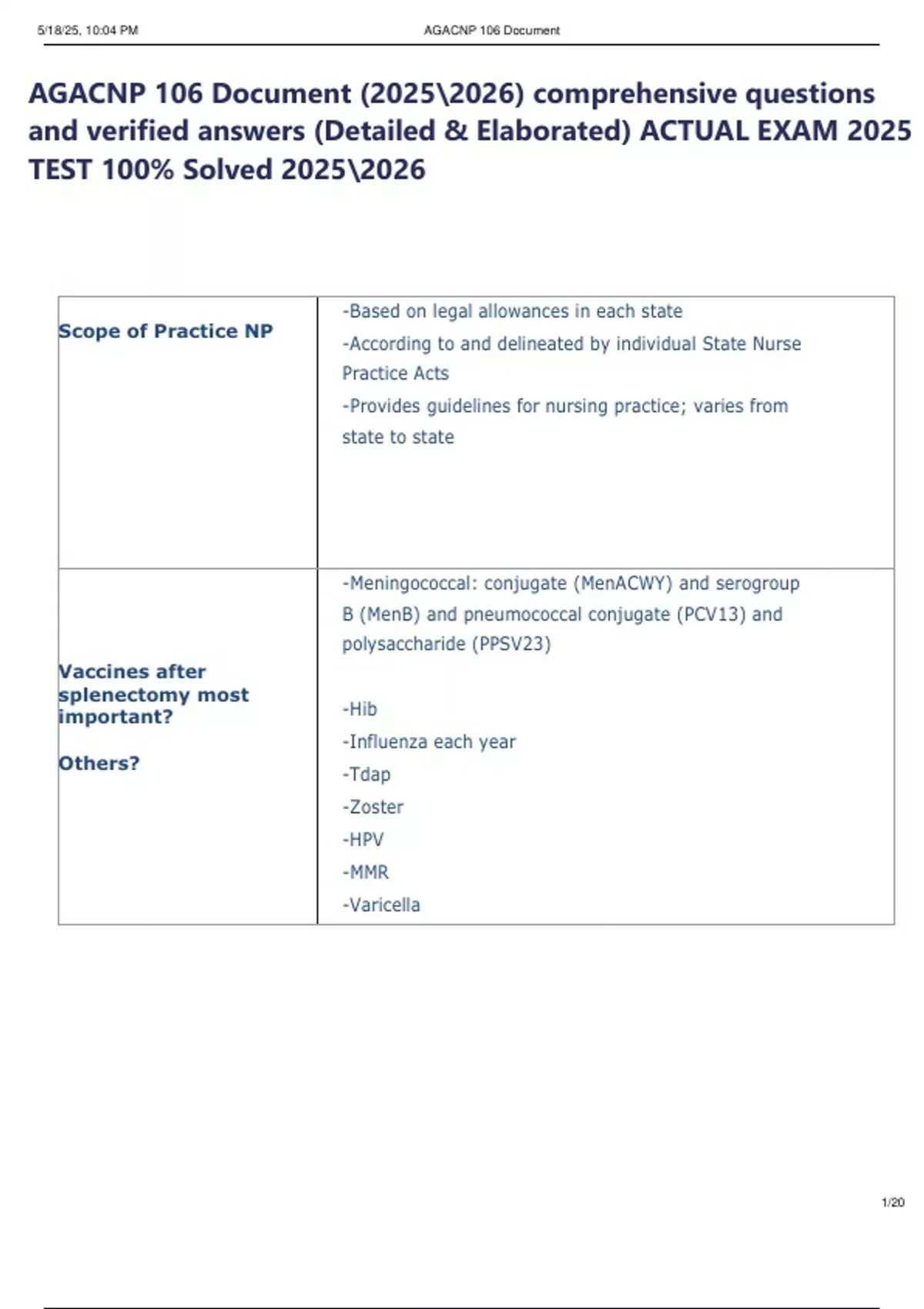 AGACNP 106 Document () comprehensive questions and verified answers ...