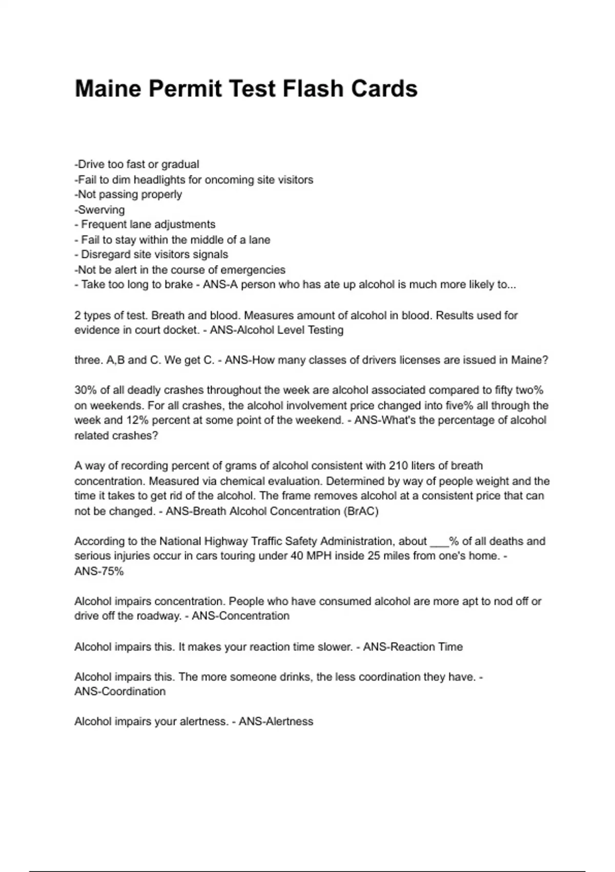 Maine Permit Test NEWEST 2025/2026 ACTUAL COMPLETE QUESTIONS AND ...