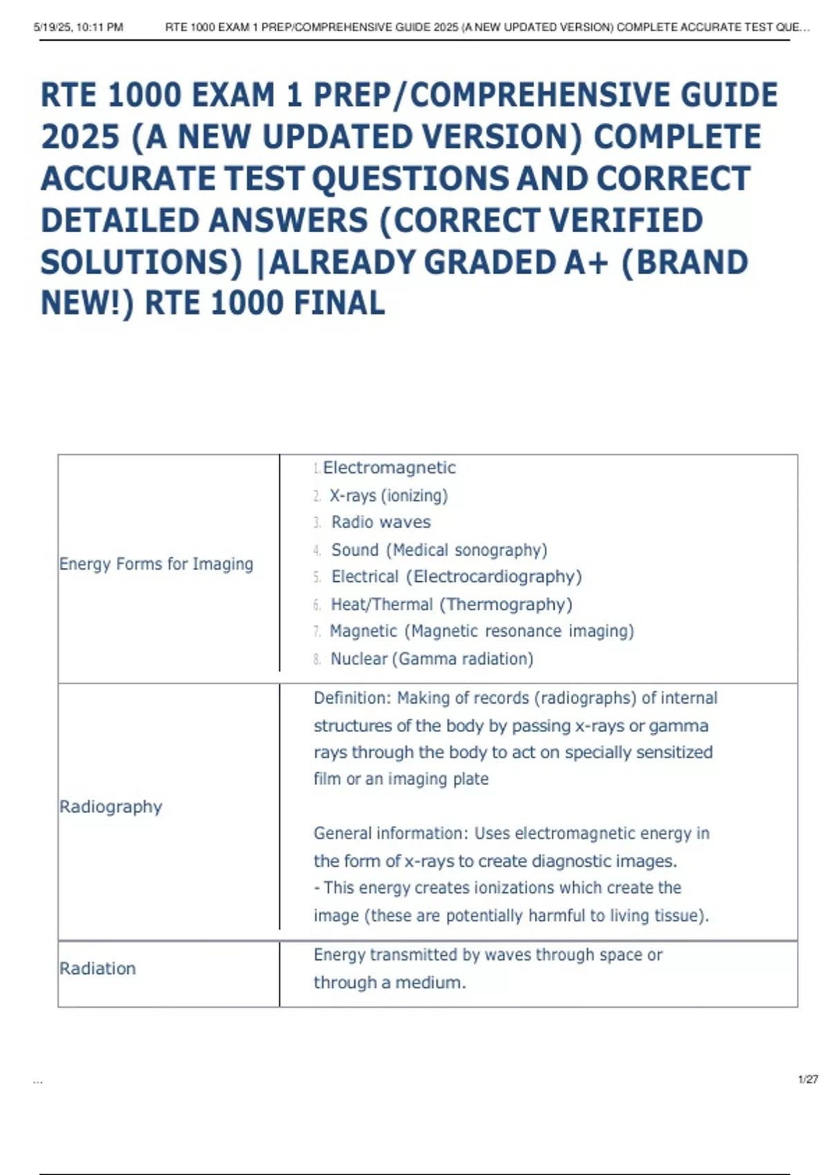 RTE 1000 EXAM 1 PREP/COMPREHENSIVE GUIDE 2025 (A NEW UPDATED VERSION ...