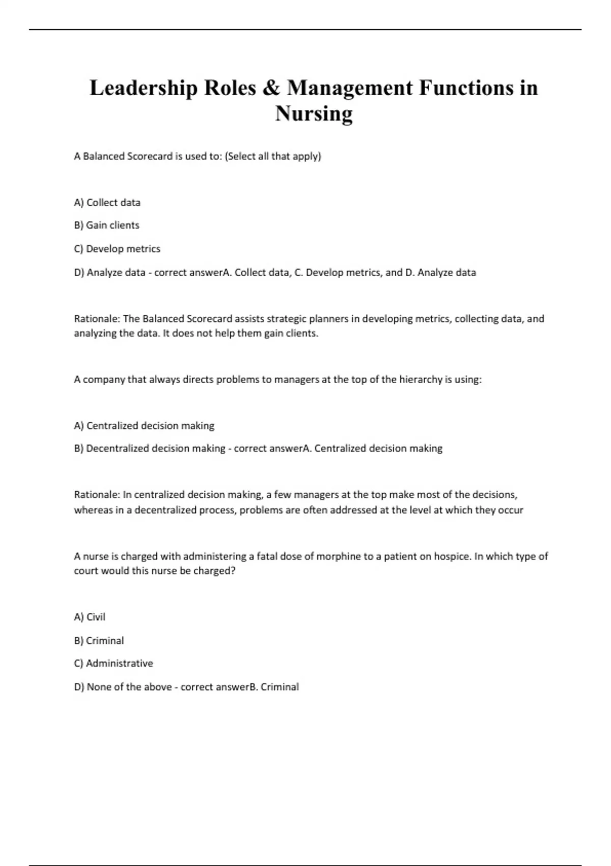 Leadership Roles and Management Functions in Nursing - Leadership Roles ...