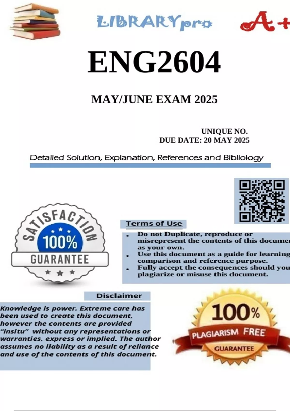 ENG2604 May/June Exam Portfolio (100% COMPLETE ANSWERS) 2025 - DUE 20 ...