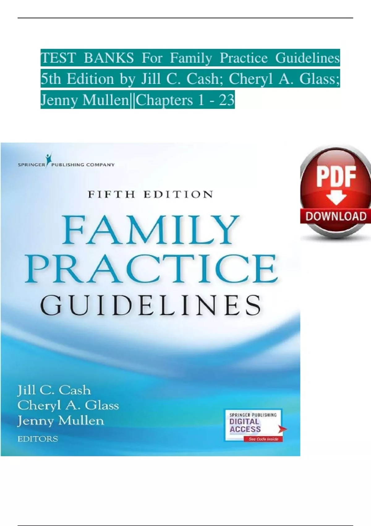 TEST BANKS For Family Practice Guidelines 5th Edition by Jill C. Cash ...