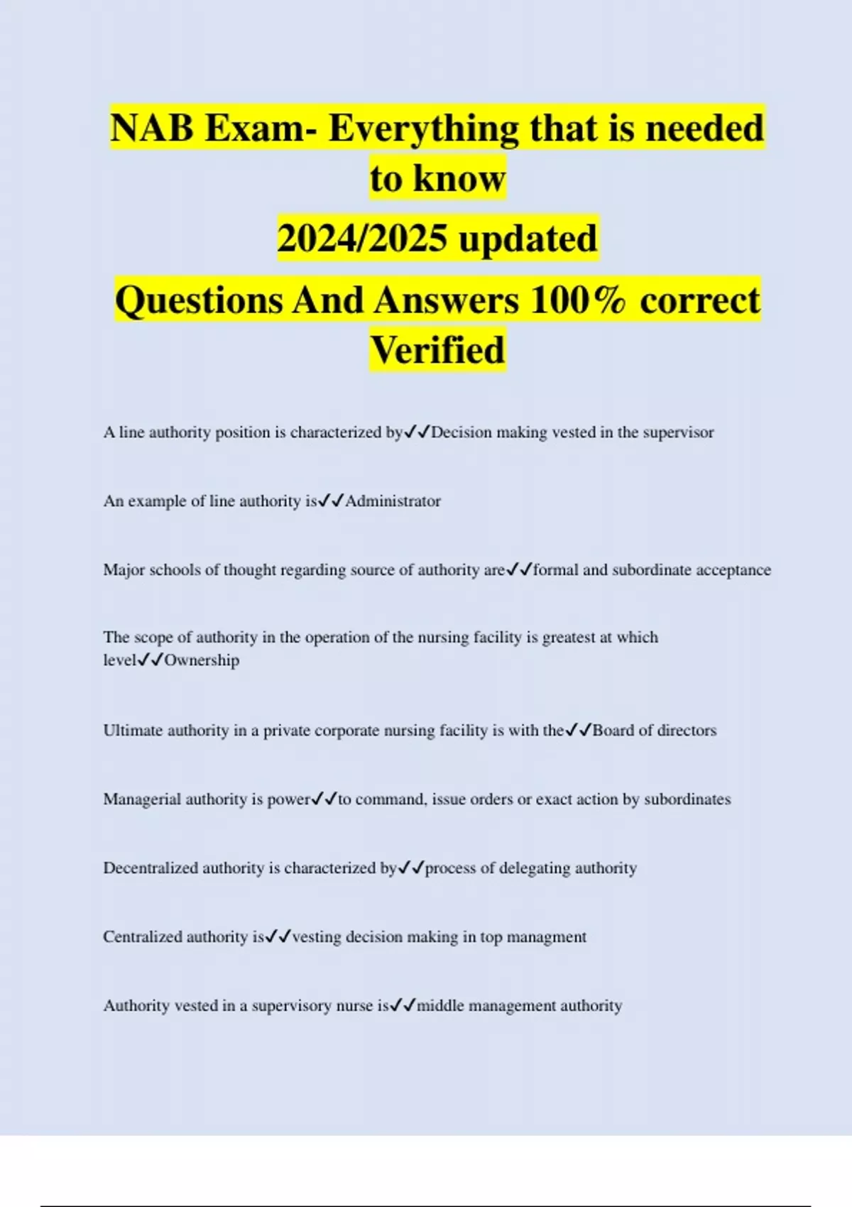NAB Exam- Everything that is needed to know 2024/2025 updated Questions ...
