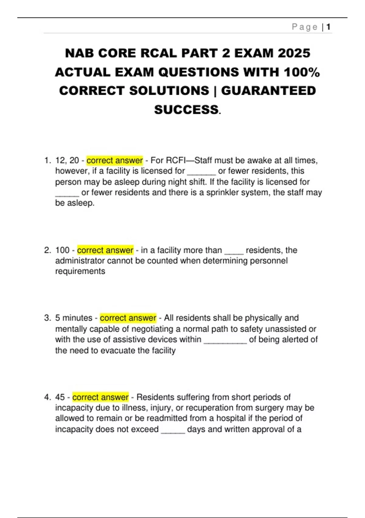 NAB CORE RCAL PART 2 EXAM 2025 ACTUAL EXAM QUESTIONS WITH 100% CORRECT ...