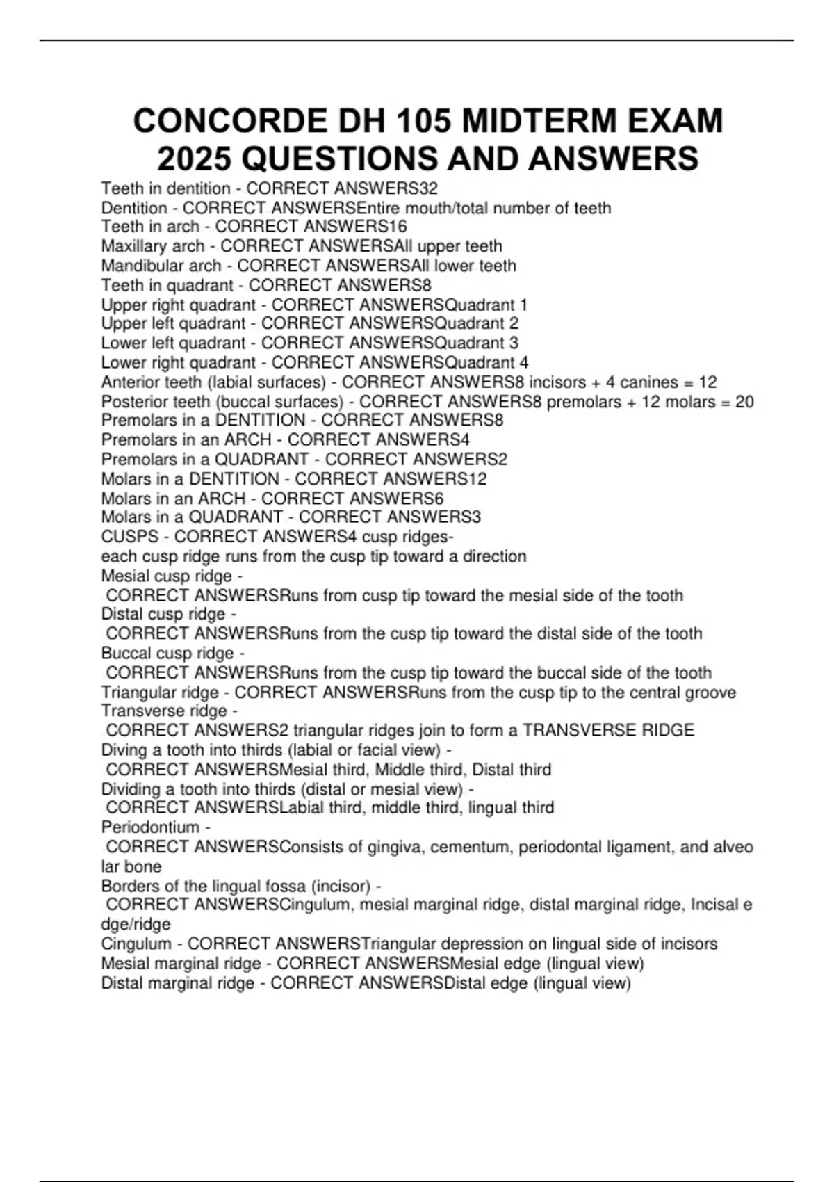 CONCORDE DH 105 MIDTERM EXAM 2025 QUESTIONS AND ANSWERS - Concorde DH ...