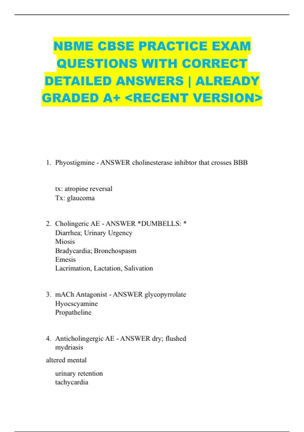 NBME CBSE PRACTICE EXAM QUESTIONS WITH CORRECT DETAILED ANSWERS ...