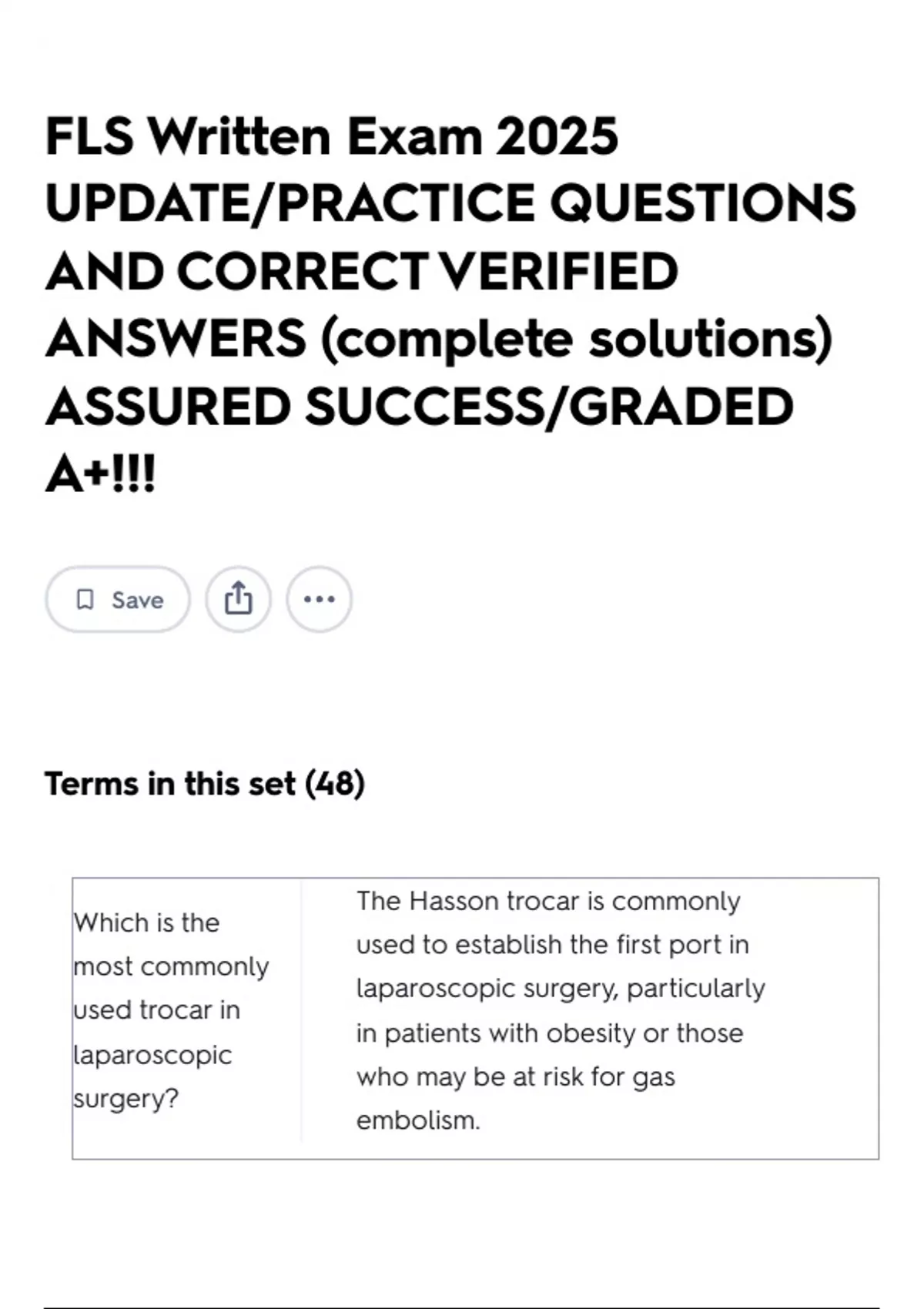 FLS Written Exam 2025 UPDATE/PRACTICE QUESTIONS AND CORRECT VERIFIED ...