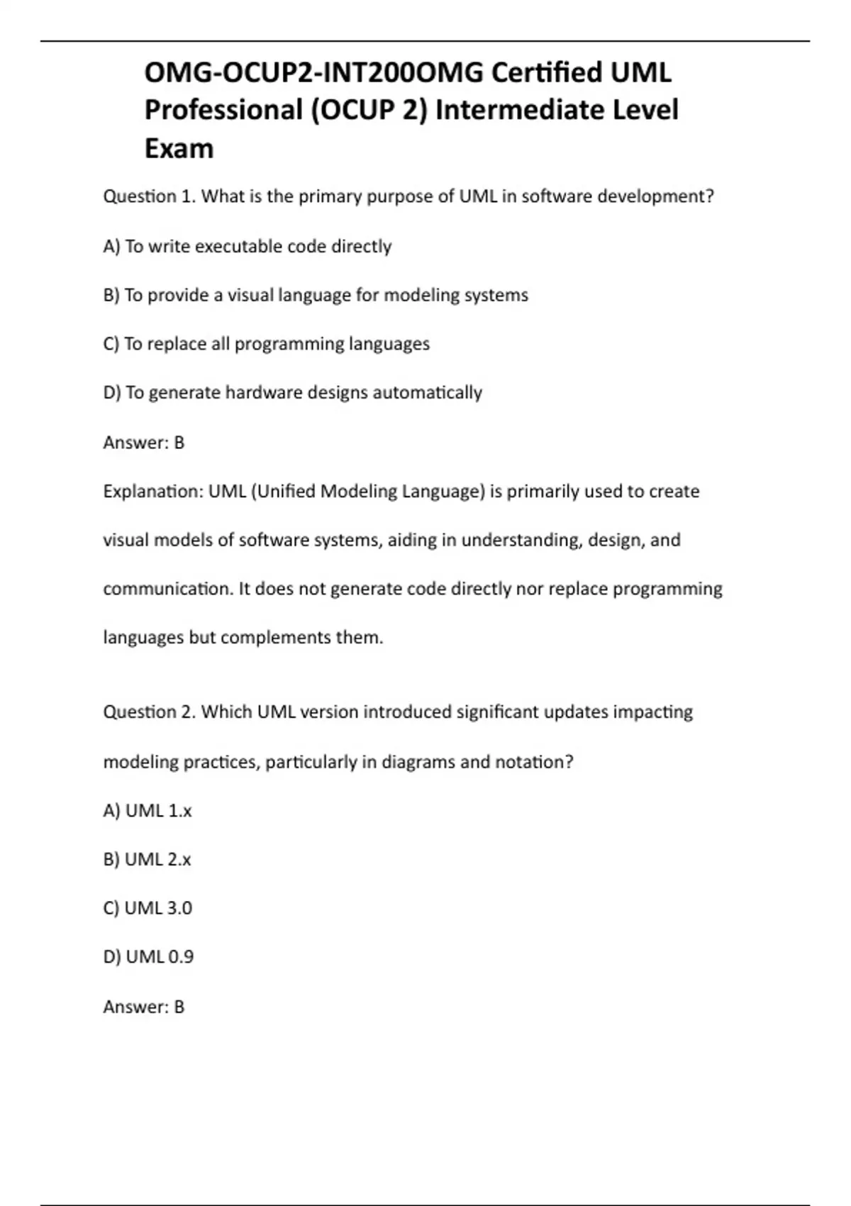 OMG-OCUP2-INT200OMG Certified UML Professional (OCUP 2) Intermediate ...