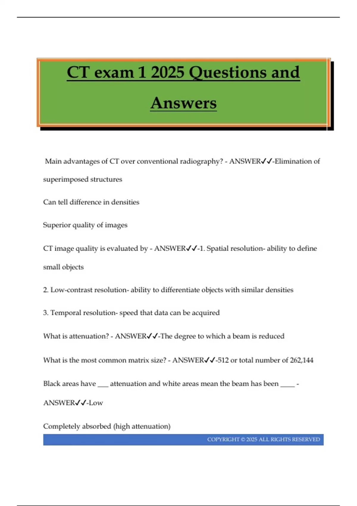 CT exam 1 2025 Questions and Answers - CT - Stuvia US