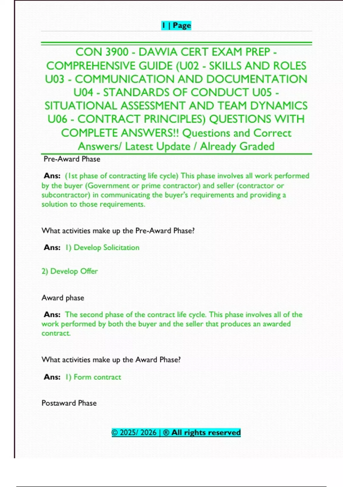 CON 3900 - DAWIA CERT EXAM PREP COMPREHENSIVE GUIDE (U02 - SKILLS AND ...