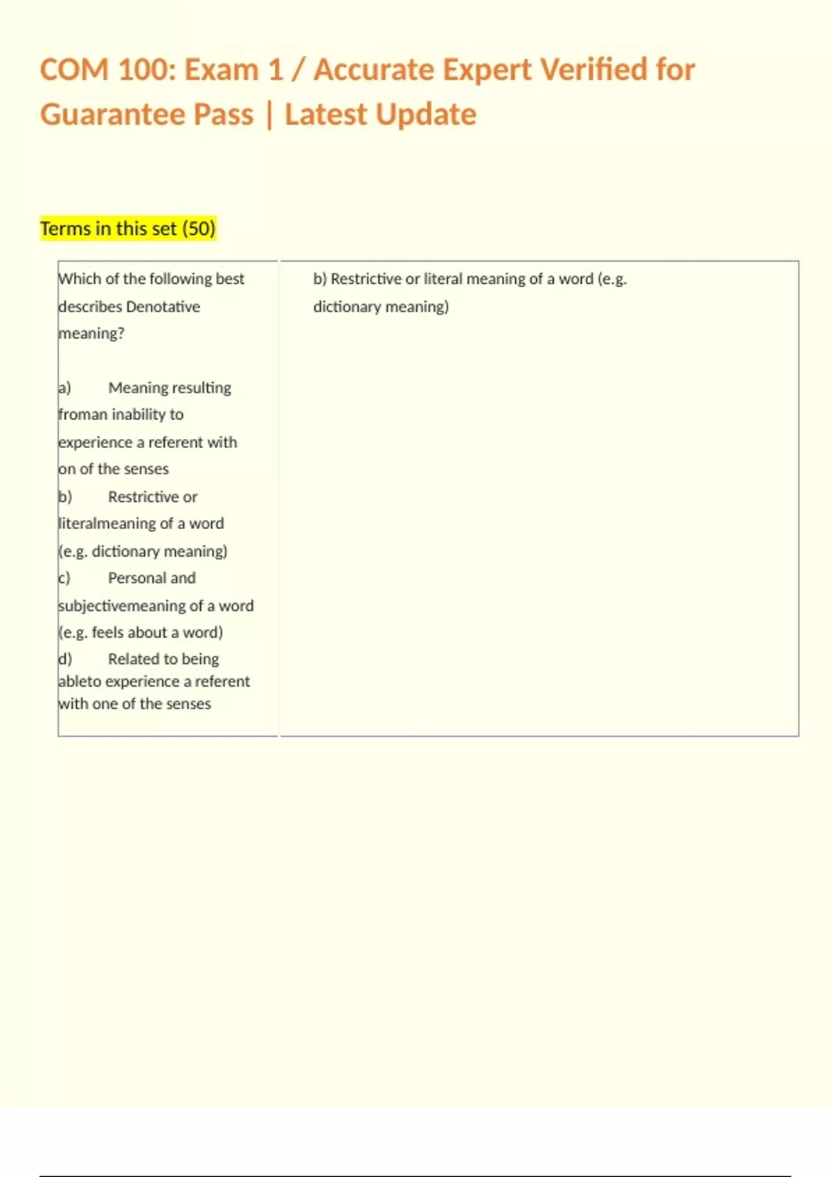 COM 100: Exam 1 / Com 100 Exam 2 and More Study Guide Compilation ...