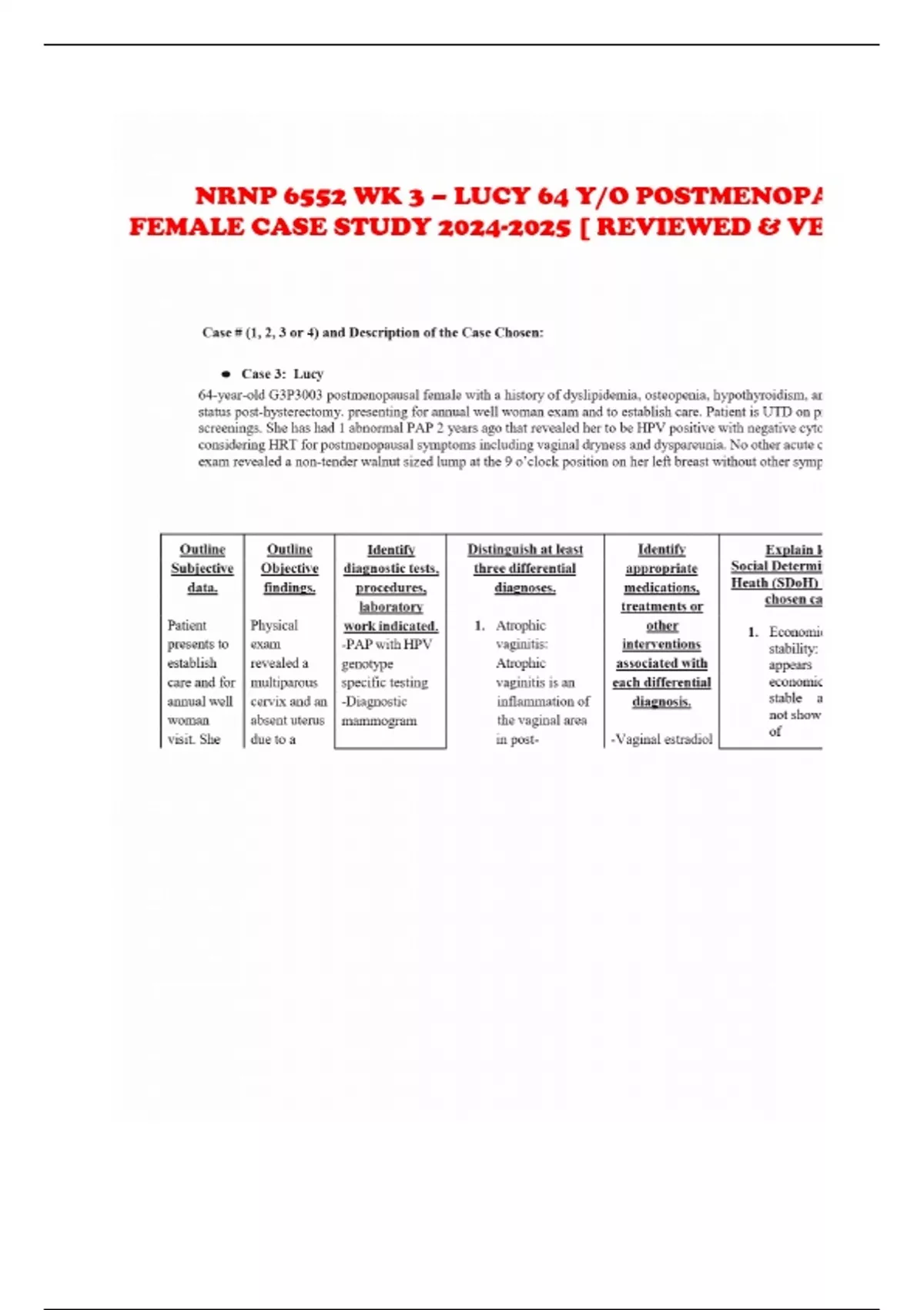 : COMPREHENSIVE CASE STUDY – EVALUATING FATIGUE AND COUGH IN AN 18-YEAR ...