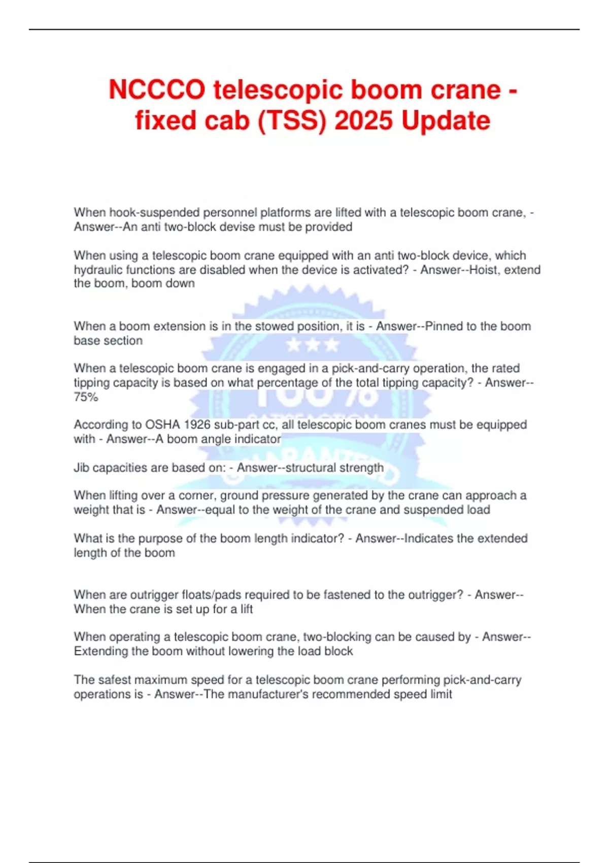 NCCCO telescopic boom crane - fixed cab (TSS) 2025 Update - NRNP 6560 ...