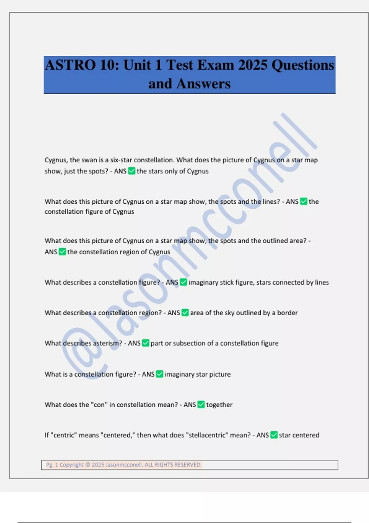 ASTRO 10: Unit 1 Test Exam 2025 Questions and Answers - Astro 10 ...
