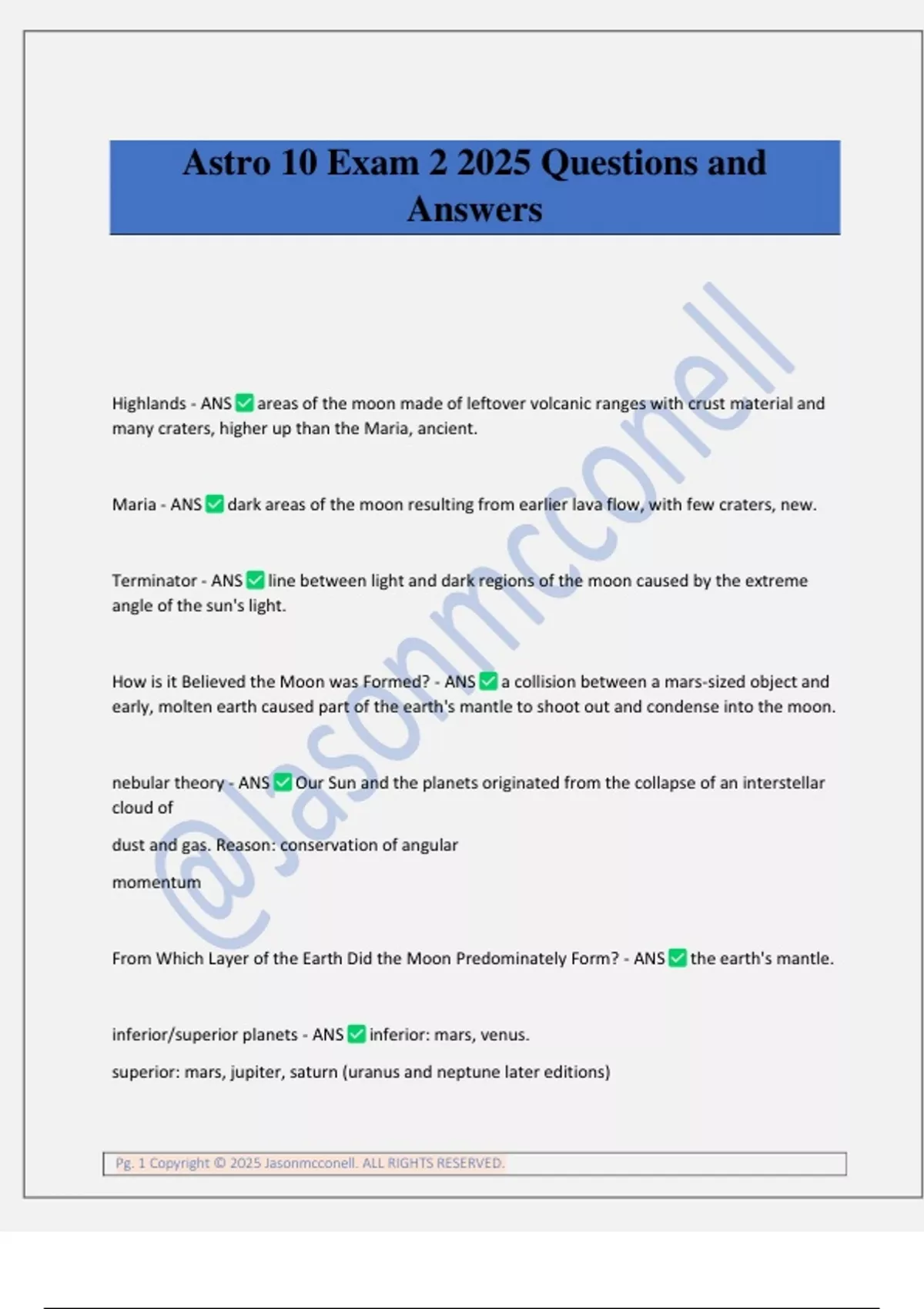 Astro 10 Exam 2 2025 Questions and Answers - Astro 10 - Stuvia US