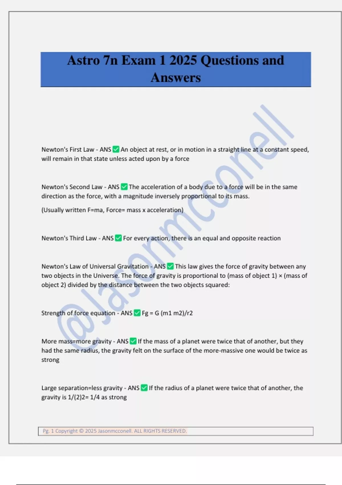 Astro 7n Exam 1 2025 Questions and Answers - Astro 7N - Stuvia US