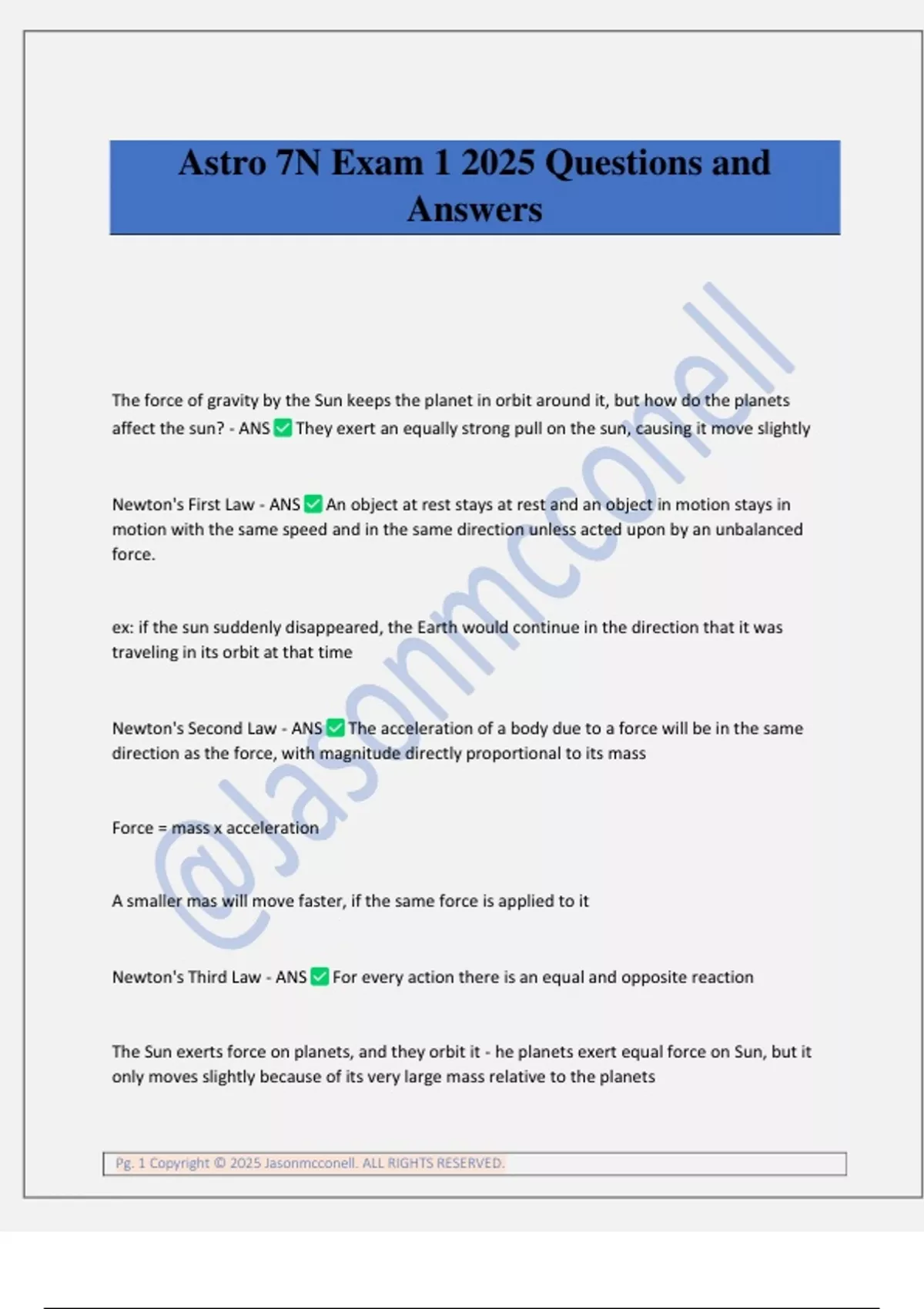 Astro 7N Exam 1 2025 Questions and Answers - Astro 7N - Stuvia US