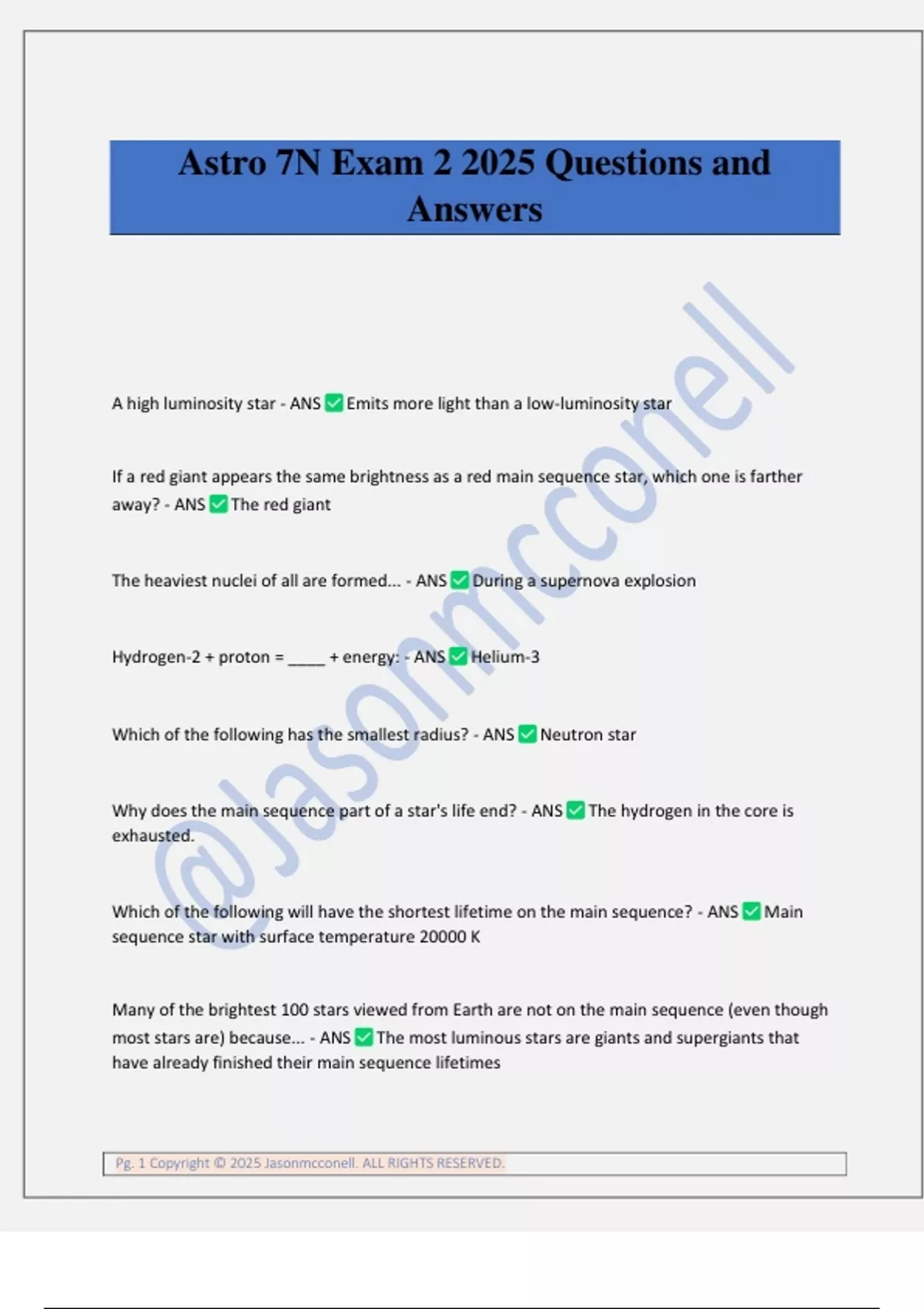 Astro 7N Exam 2 2025 Questions and Answers - Astro 7N - Stuvia US