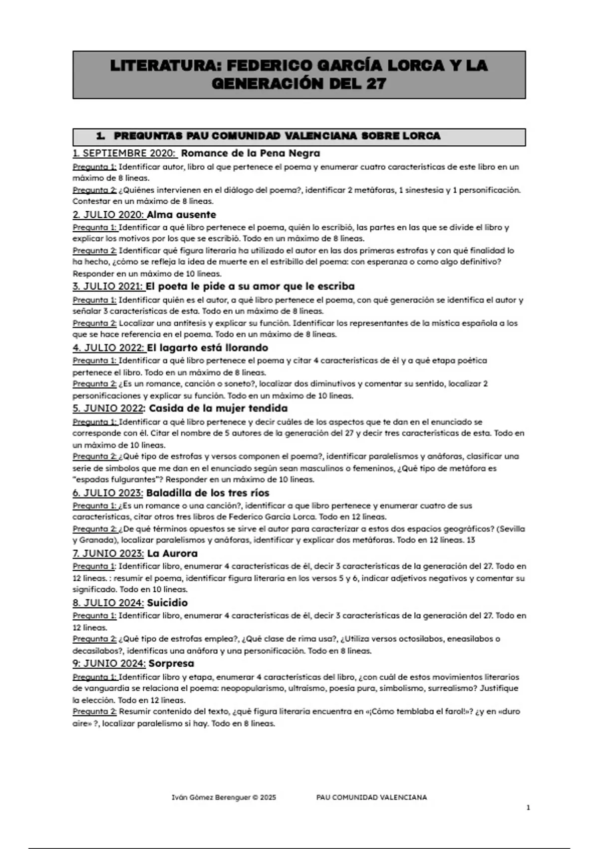 Apuntes de Federico García Lorca – PAU Comunidad Valenciana, Apuntes de ...