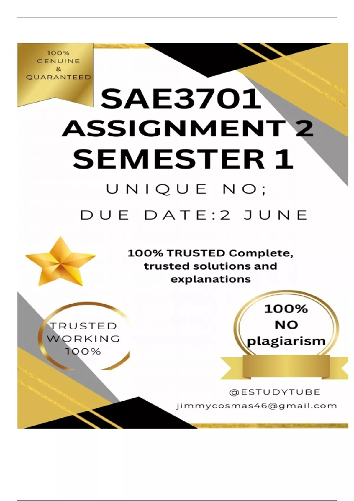 SAE3701 Assignment 2 (COMPLETE ANSWERS) Semester 1 2025 - DUE 2 June 2025 - South African ...