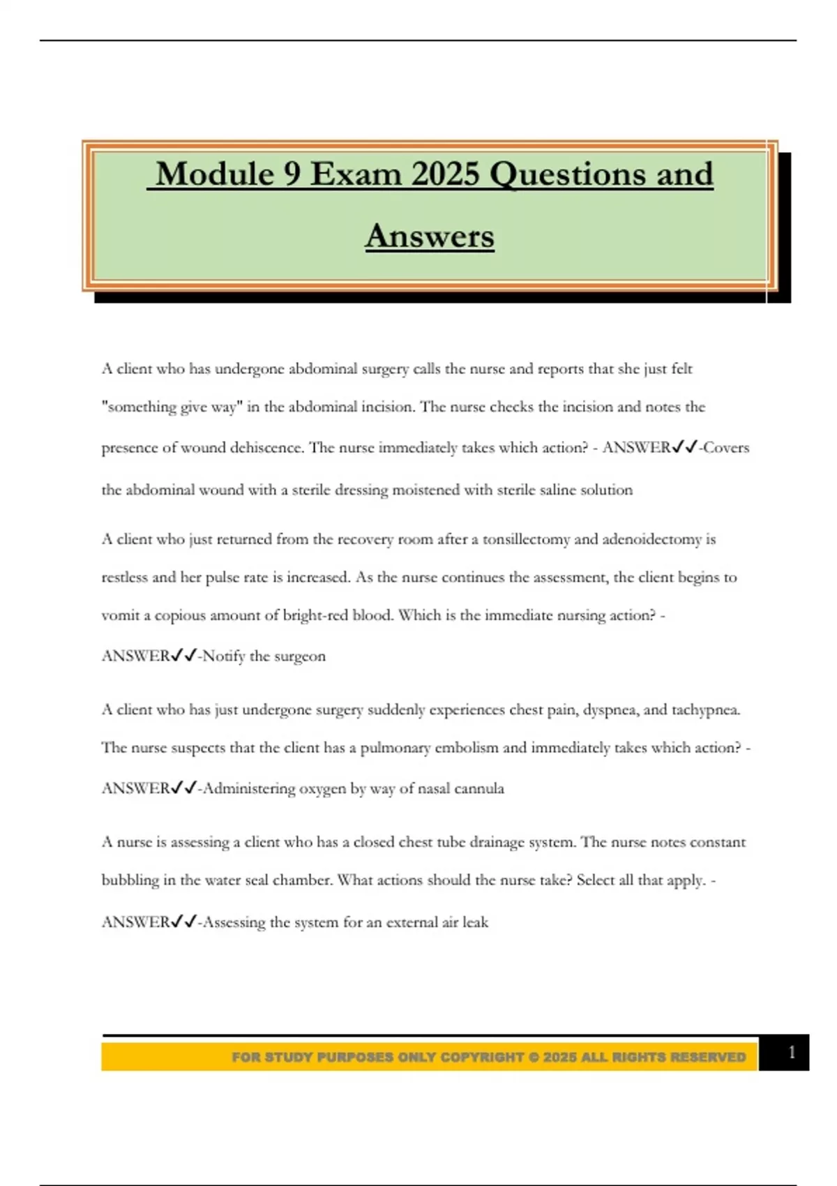 Module 9 Exam 2025 Questions and Answers - Module 9 - Stuvia US