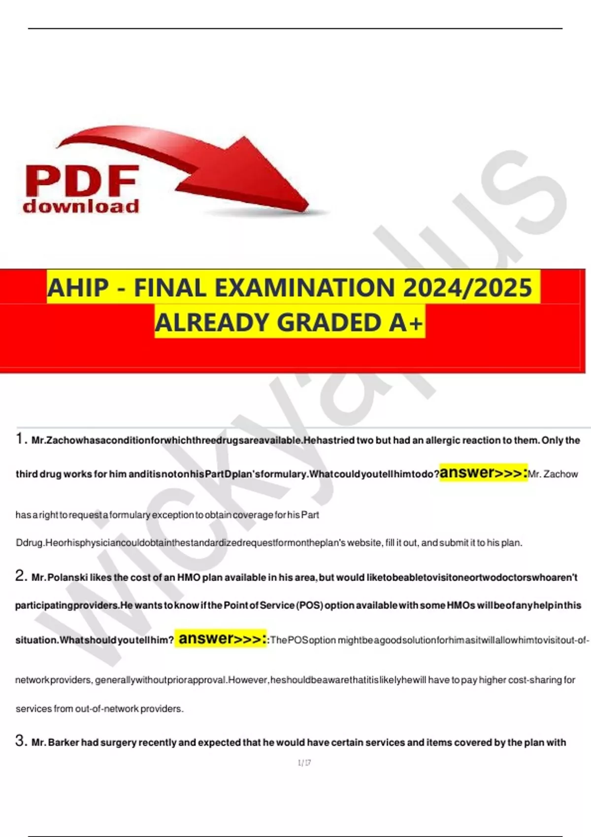 AHIP - Final examination 2024/2025 already graded A+ - ATI Fundamentals - Stuvia US