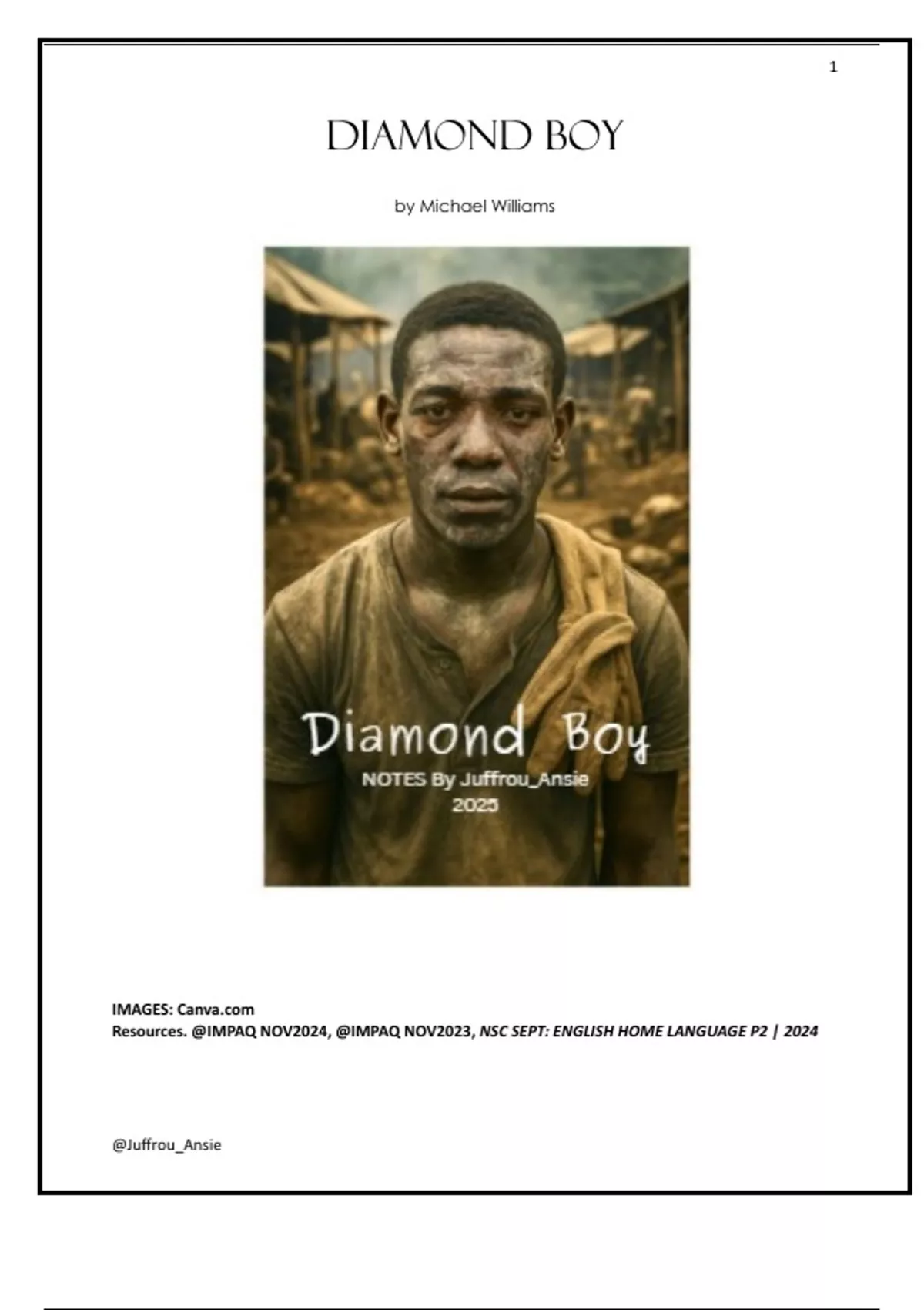 Diamond Boy by Michael Williams ,Brilliant Summary done by Juffrou ...