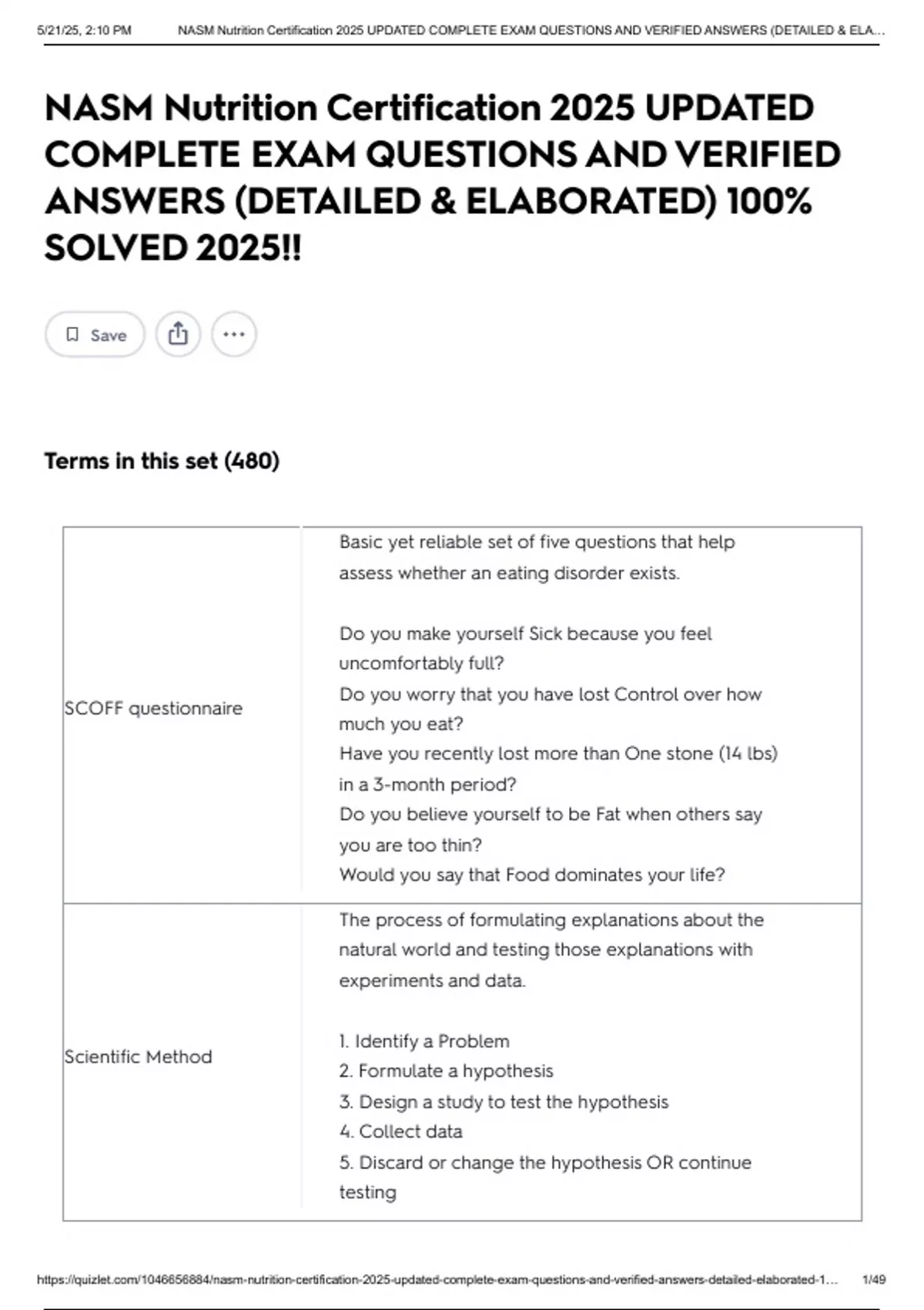 NASM Nutrition Certification 2025 UPDATED COMPLETE EXAM QUESTIONS AND ...