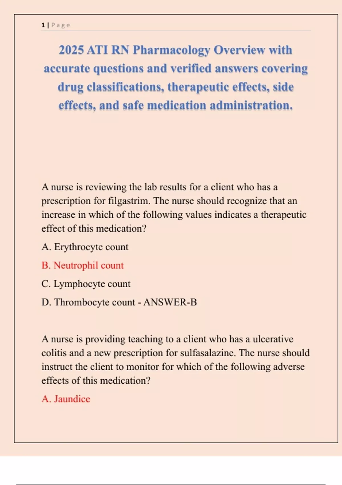 2025 ATI RN Pharmacology Overview with accurate questions and verified ...
