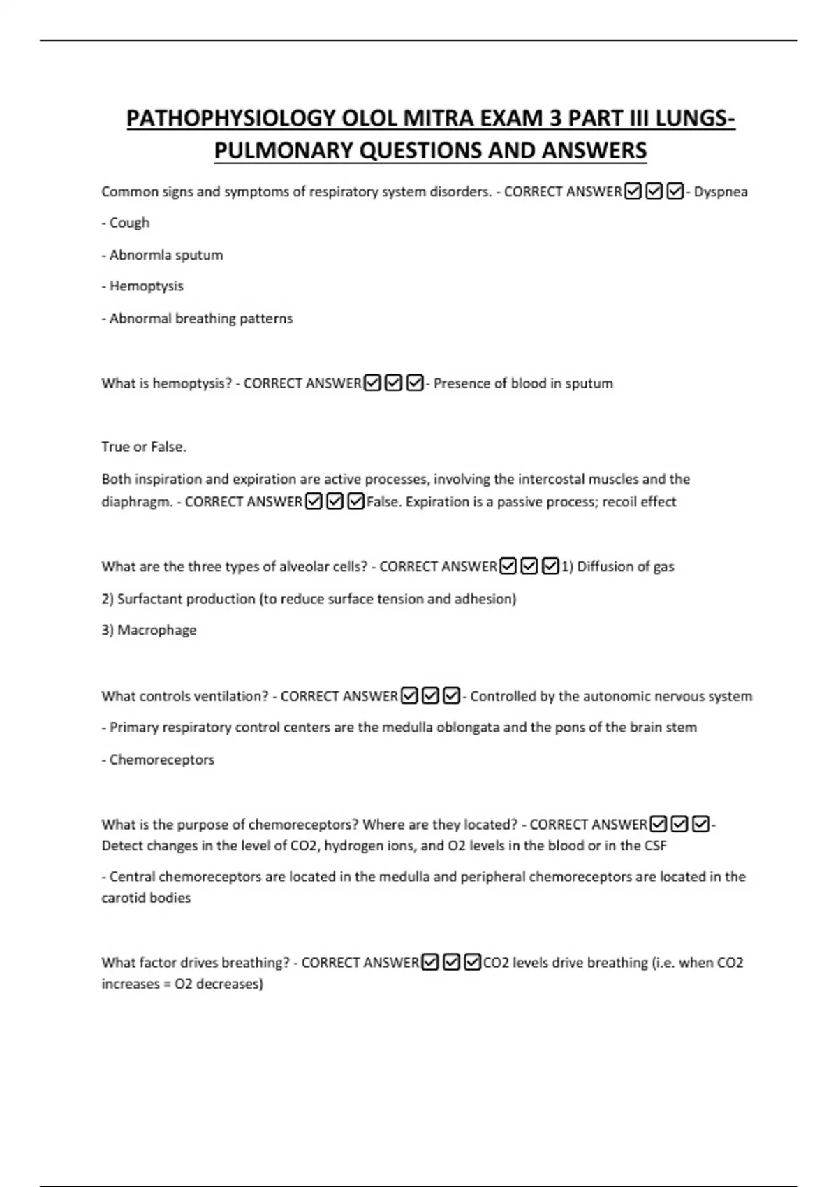 PATHOPHYSIOLOGY OLOL MITRA EXAM 3 PART III LUNGS-PULMONARY QUESTIONS ...