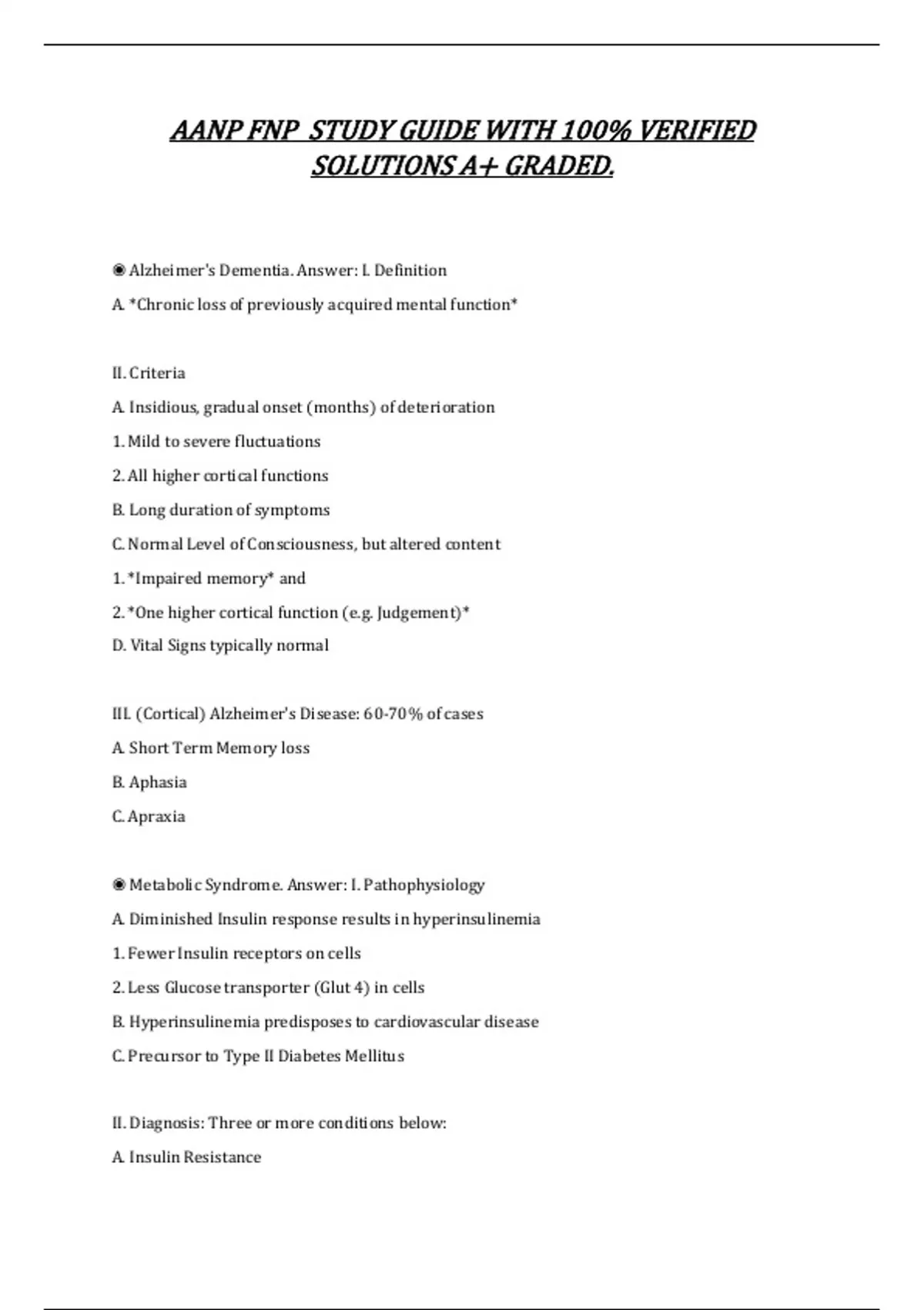 AANP FNP STUDY GUIDE WITH 100% VERIFIED SOLUTIONS A+ GRADED - AANP FNP ...