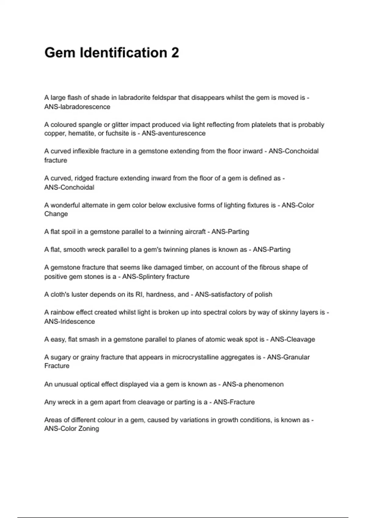 Gem Identification 2 NEWEST 2025/2026 ACTUAL COMPLETE QUESTIONS AND ...