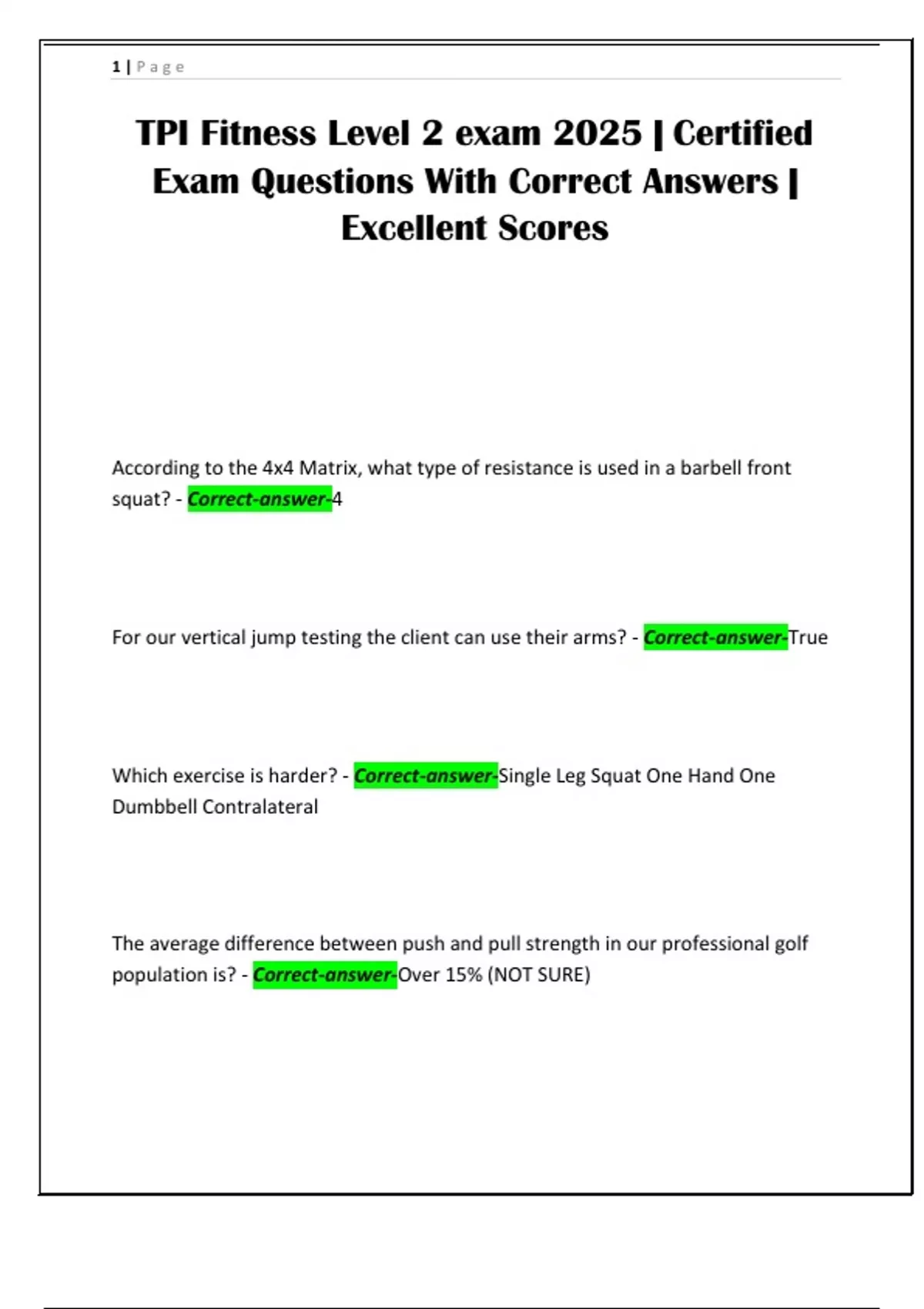 TPI Fitness Level 2 exam 2025 | Certified Exam Questions With Correct ...