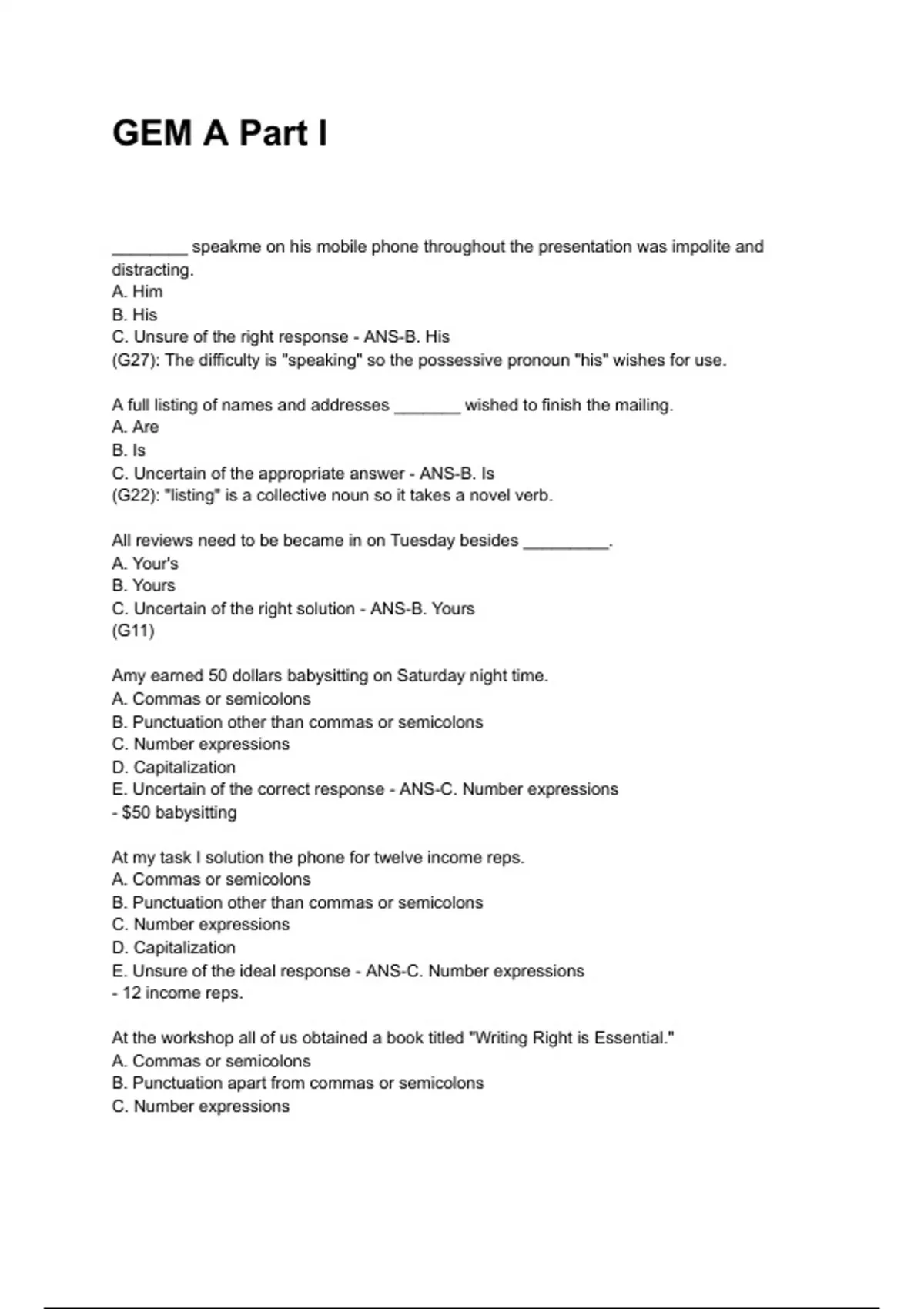 GEM A Part I NEWEST 2025/2026 ACTUAL COMPLETE QUESTIONS AND CORRECT ...