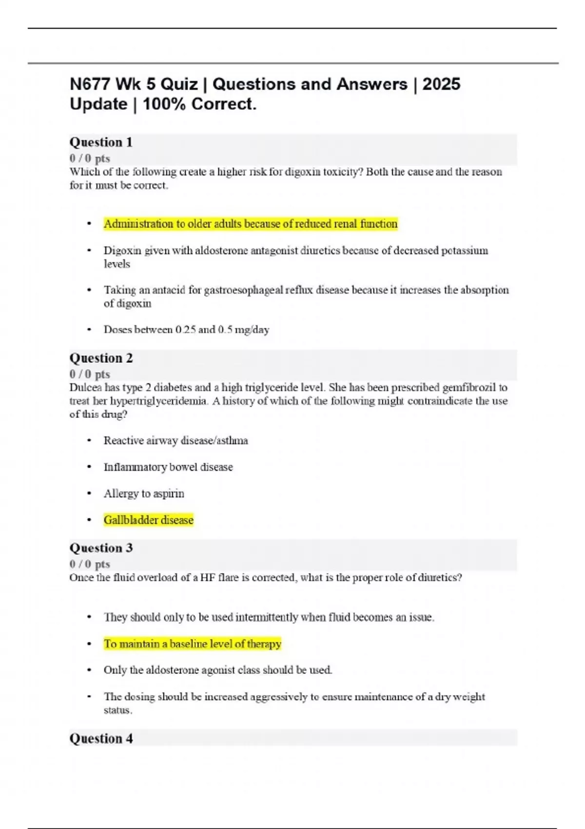 N677 Wk 5 Quiz | Questions and Answers | 2025 Update | 100% Correct. - NURSG N677 - Stuvia US