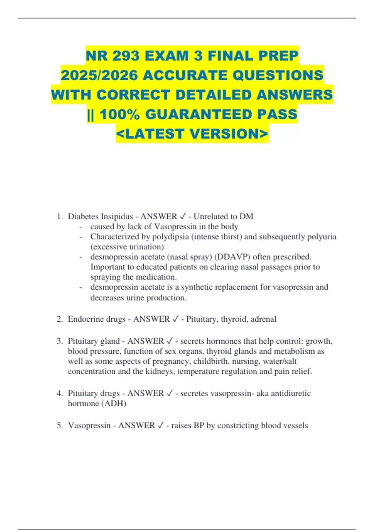 NR 293 EXAM 3 FINAL PREP 2025/2026 ACCURATE QUESTIONS WITH CORRECT ...