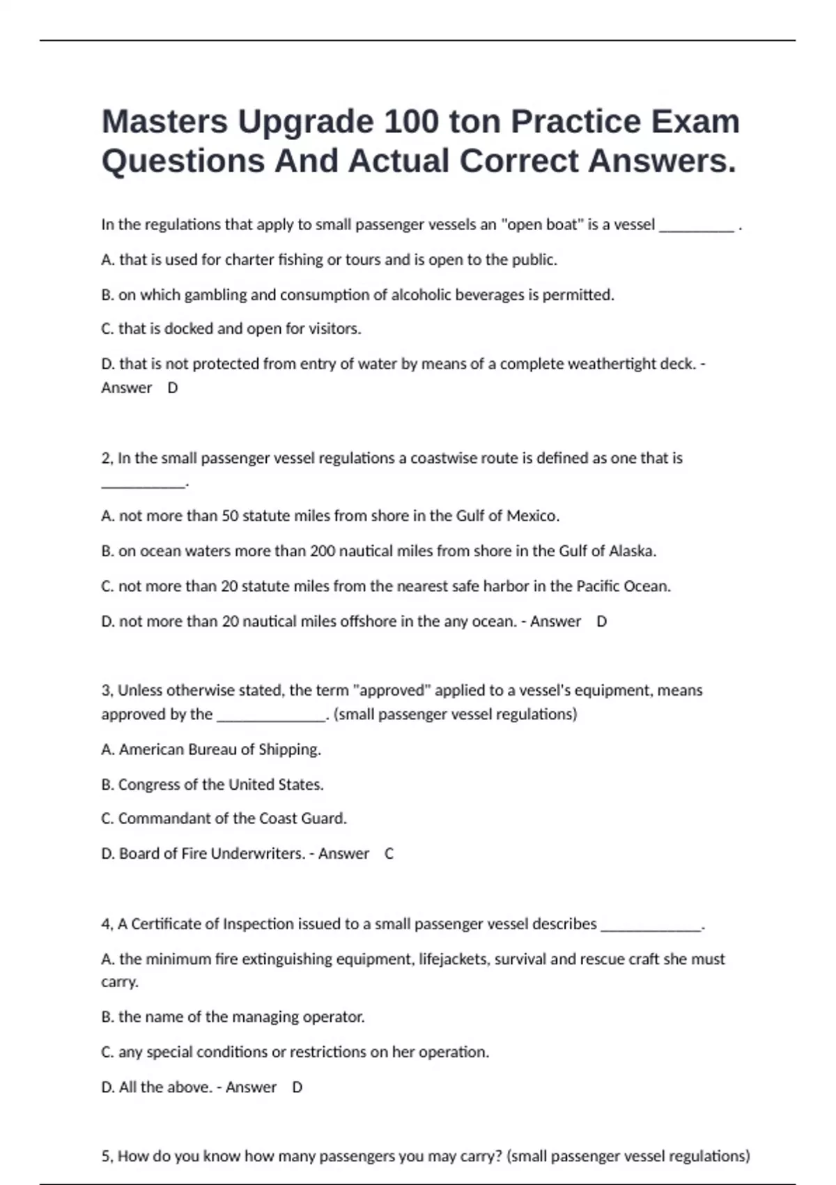 Masters Upgrade 100 ton Practice Exam Questions And Actual Correct ...