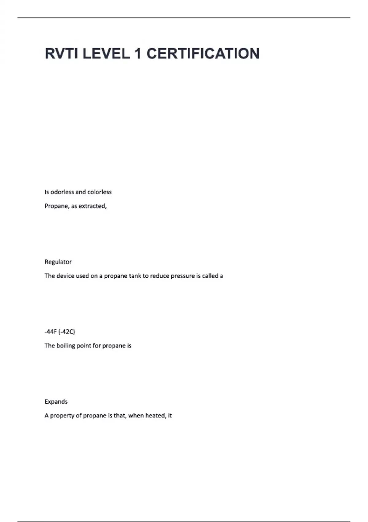 RVTI LEVEL 1 CERTIFICATION QUESTIONS AND ANSWERS LATEST UPDATE. - RVTI ...