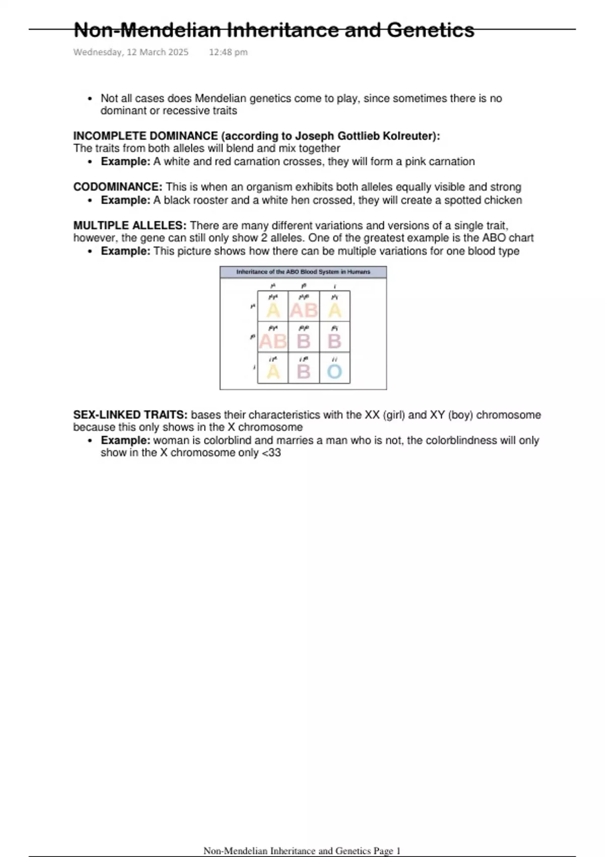 Summary Biology | Non-Mendelian Inheritance and Genetics | Grade 9 - 3rd Year | Complete Biology ...
