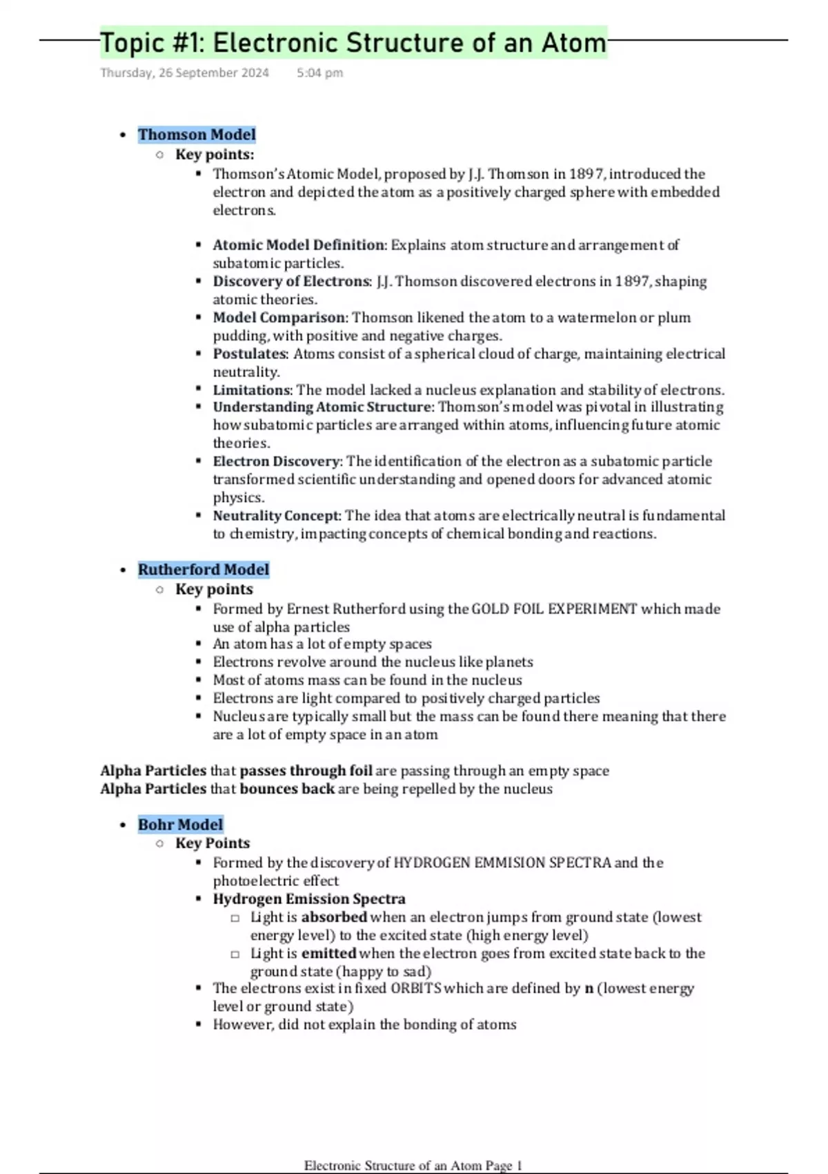 Summary Grade 10–12 Chemistry | Electronic Structure of an Atom – Full ...
